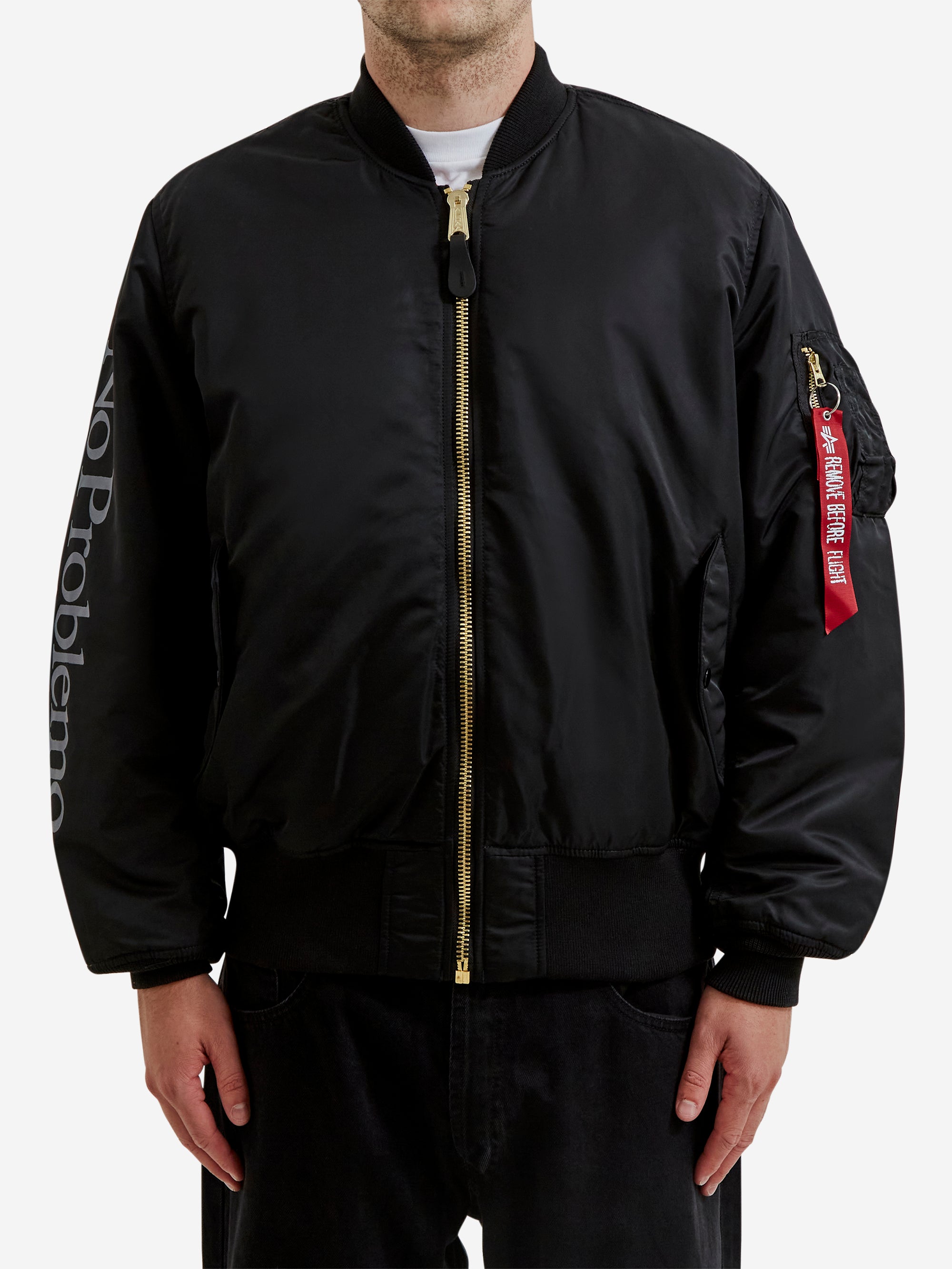 No Problemo x Alpha Industries No War MA-1 Jacket - Black – Goodhood