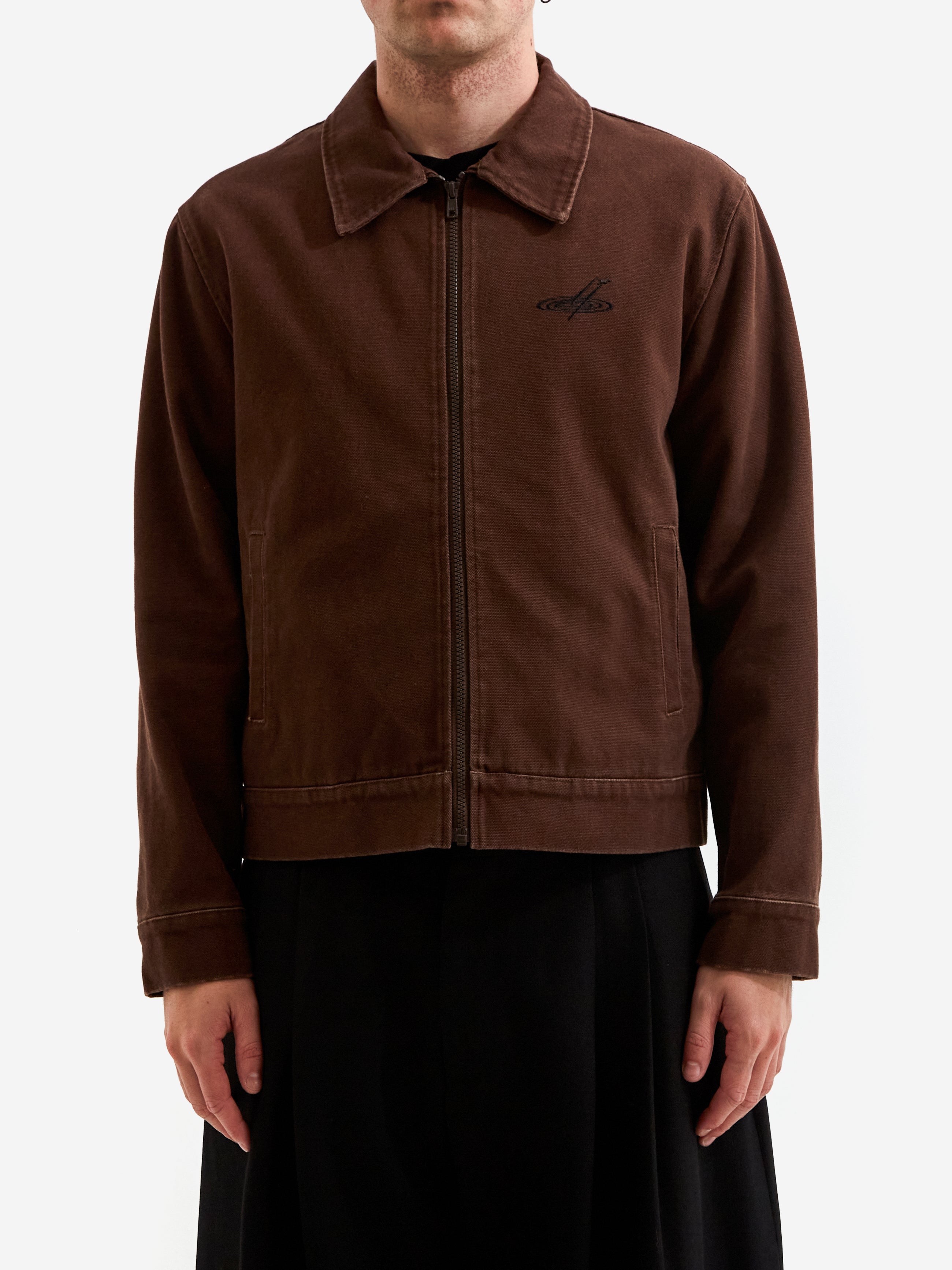 metalwood Cotton Canvas Zip Jacket - Chocolate – Goodhood