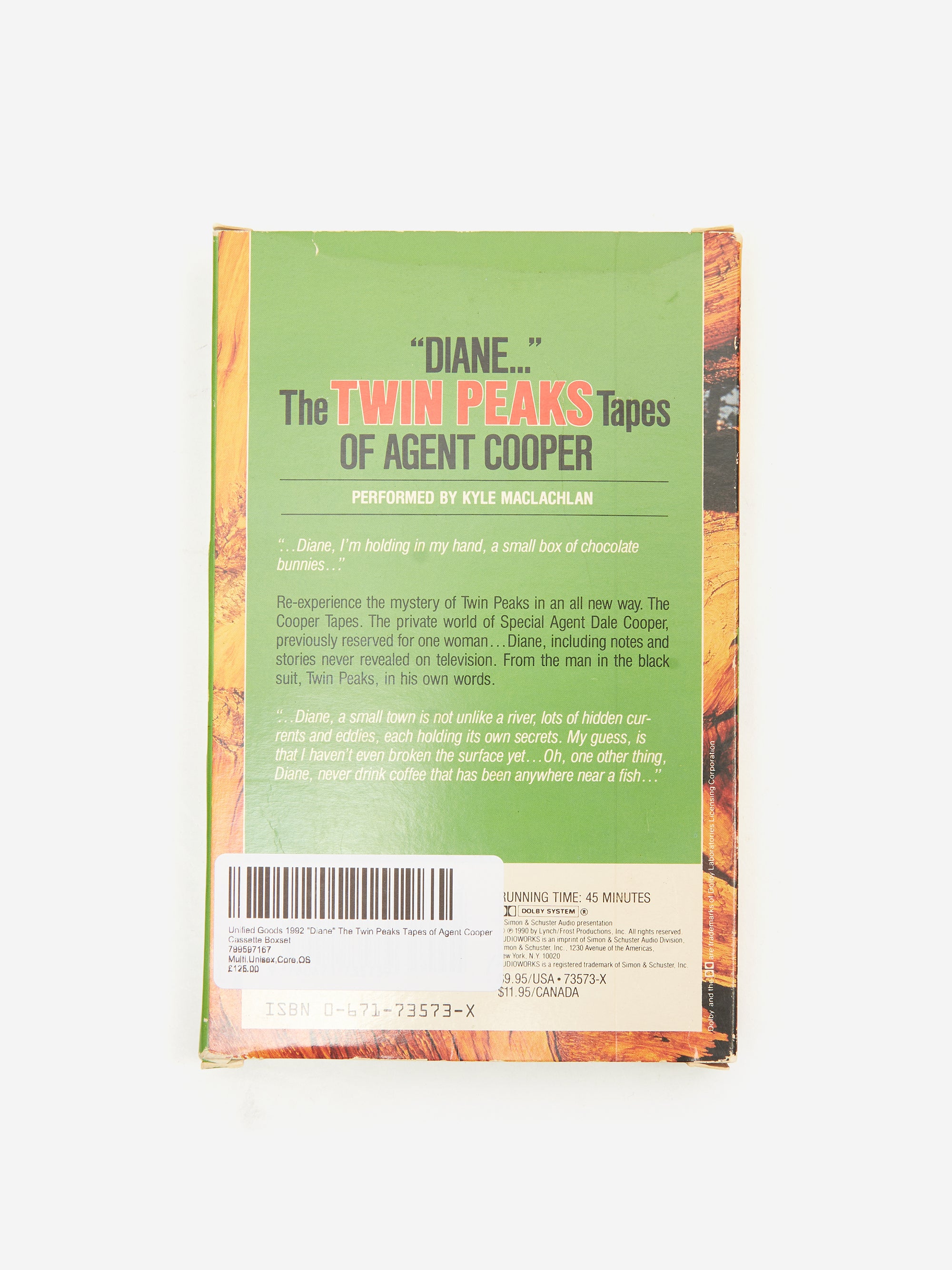 Unified Goods 1992 "Diane" The Twin Peaks Tapes of Agent Cooper Casset ...