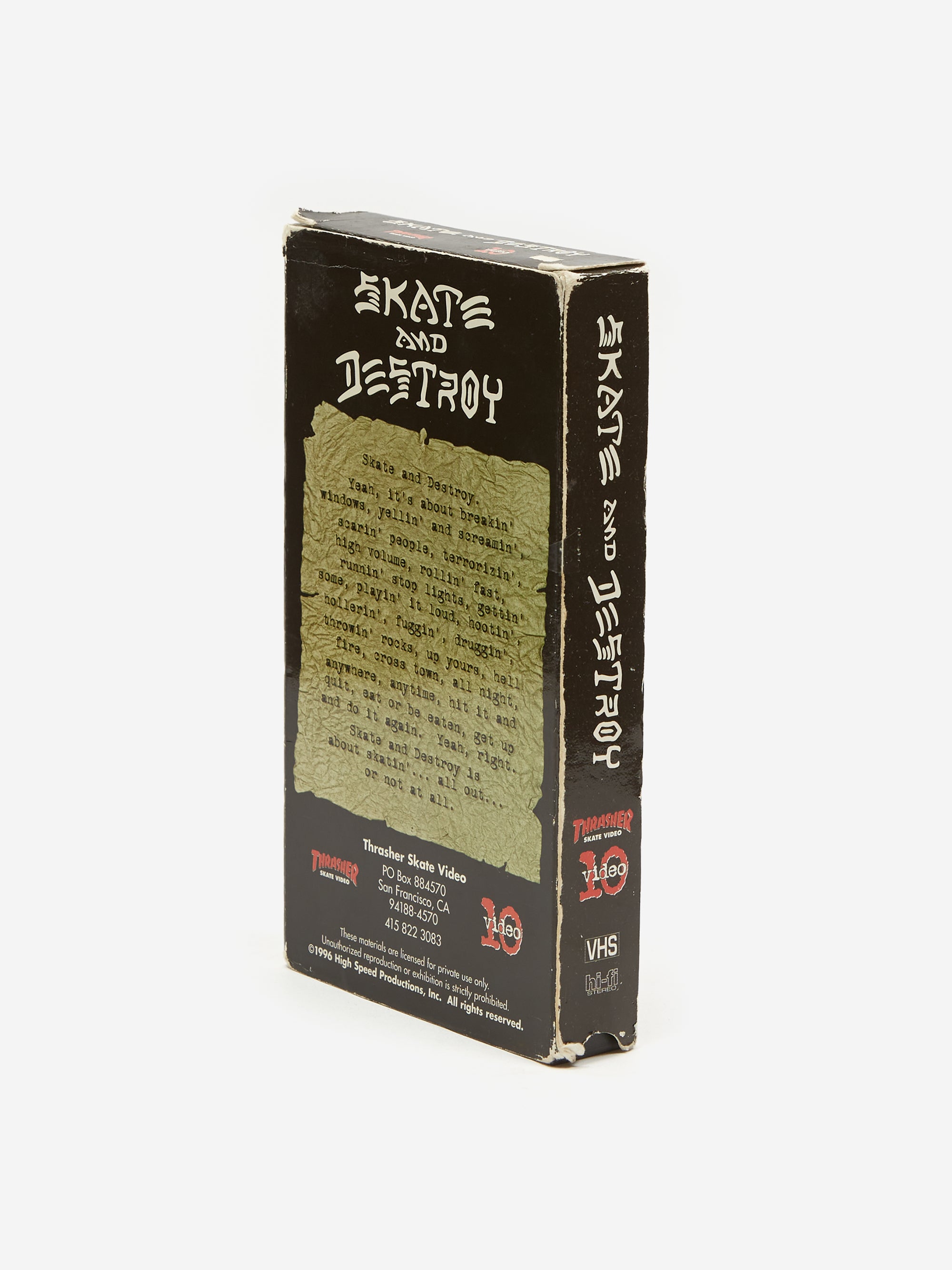 Unified Goods 90's Thrasher Skate & Destroy VHS – Goodhood