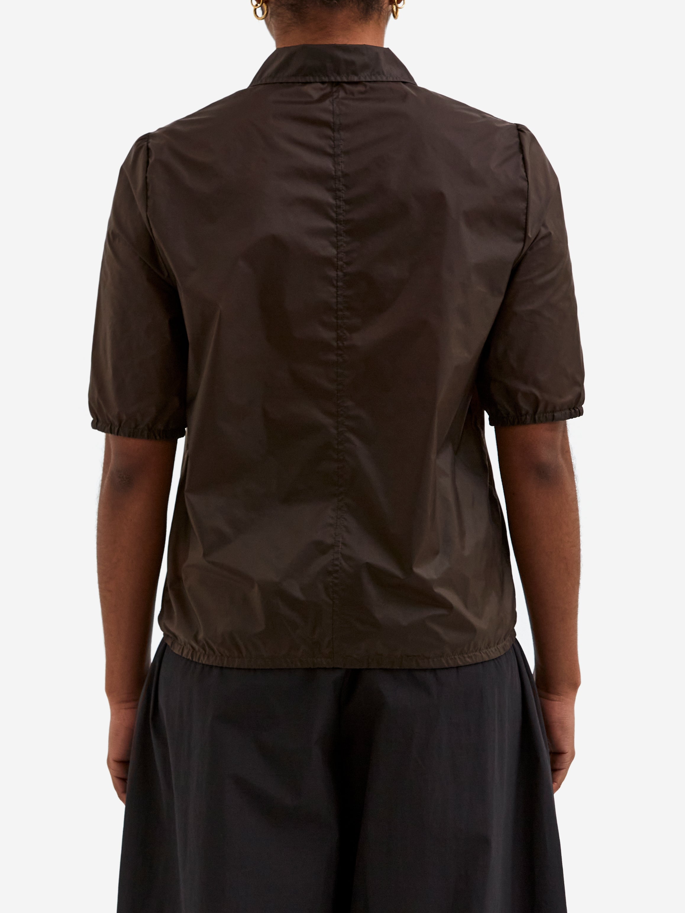 AMOMENTO Sheer Half Zip-Up Top - Brown – Goodhood