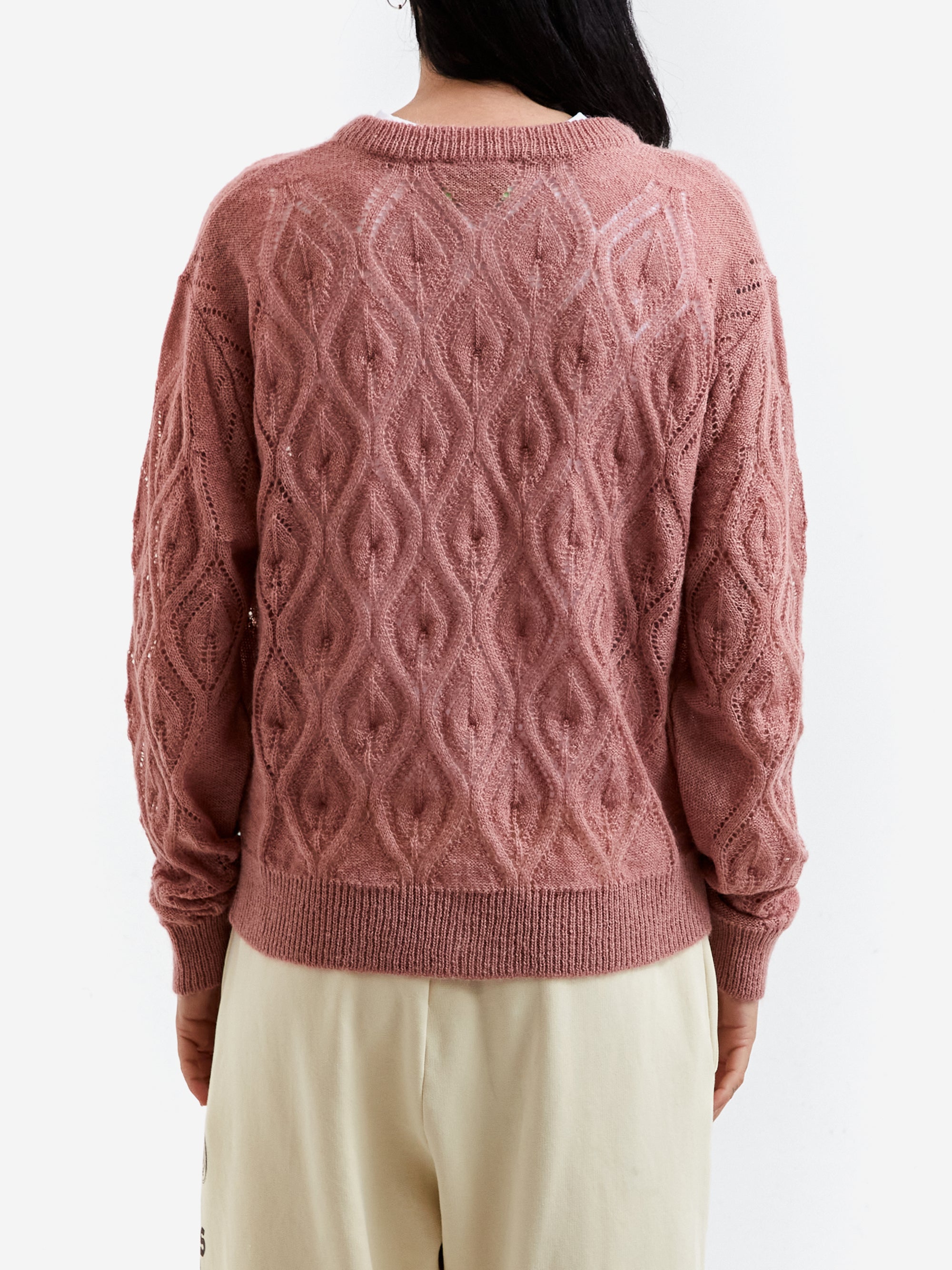 Aries Lace and Leaf Knit Cardigan - Dusty Pink – Goodhood