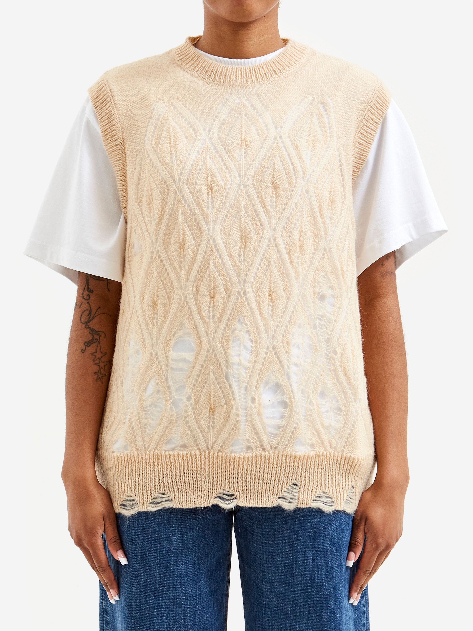 Aries Lace Leaf and Ladders Mohair Vest W - Cream – Goodhood