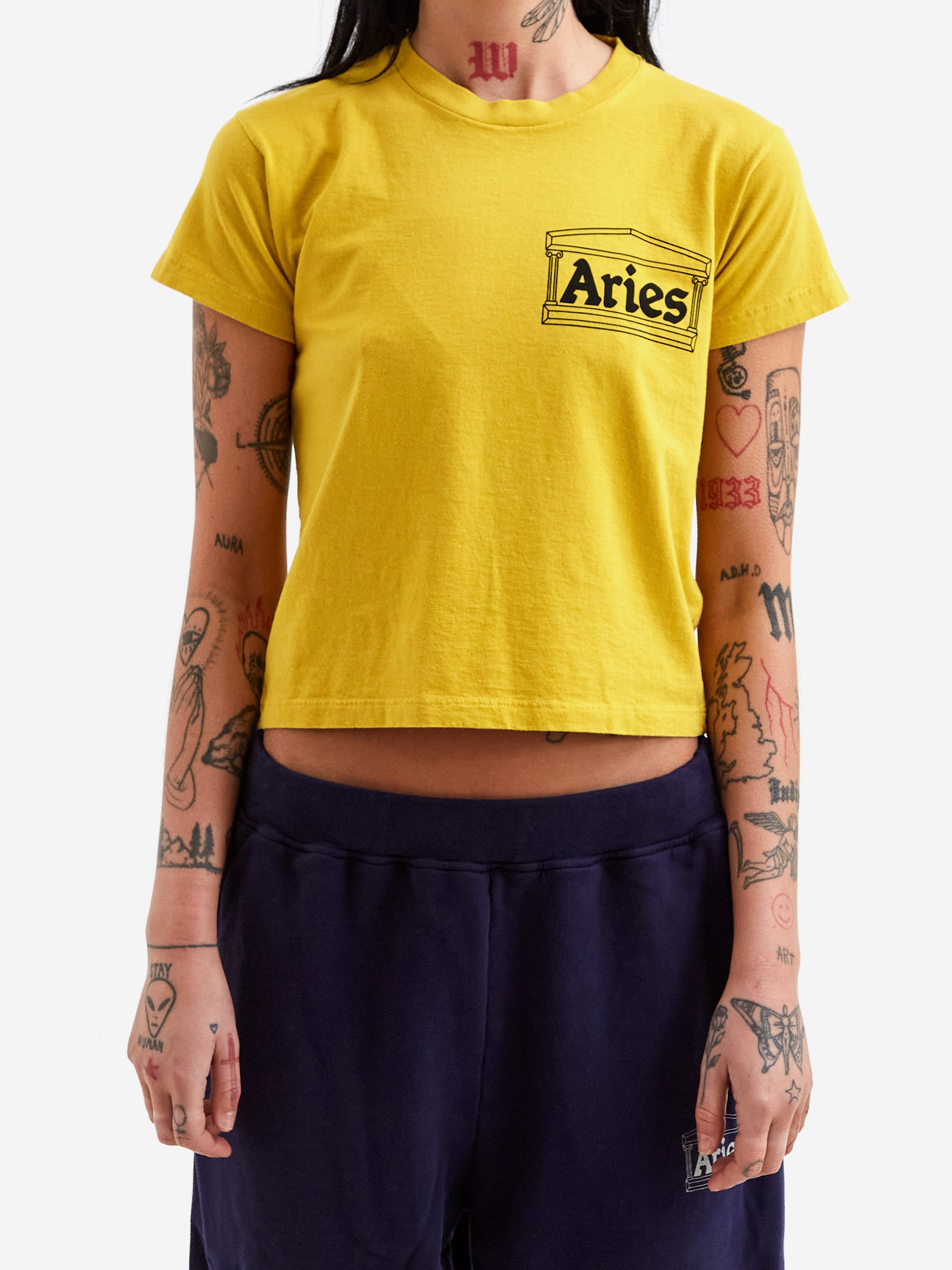 Aries Temple SS Tee (Baby Fit) - Chartreuse – Goodhood