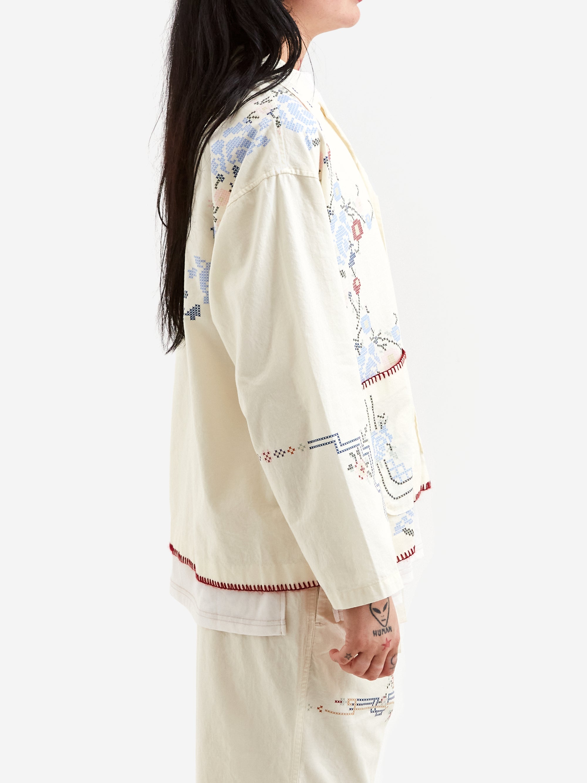Beams Boy Cross Stitch Print Jacket - Ivory – Goodhood