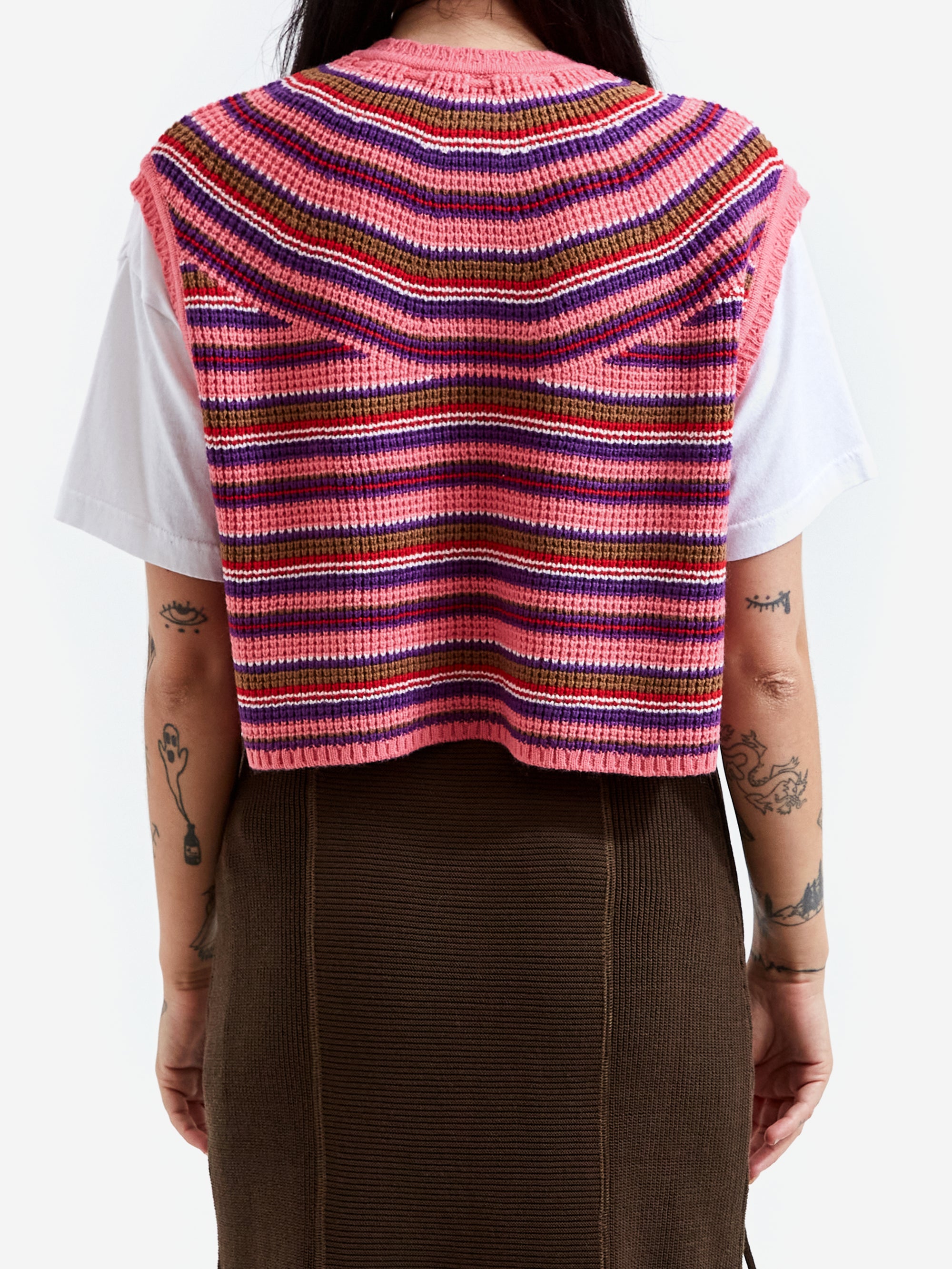 Beams Boy Multi Border Knit Vest - Fuchsia – Goodhood