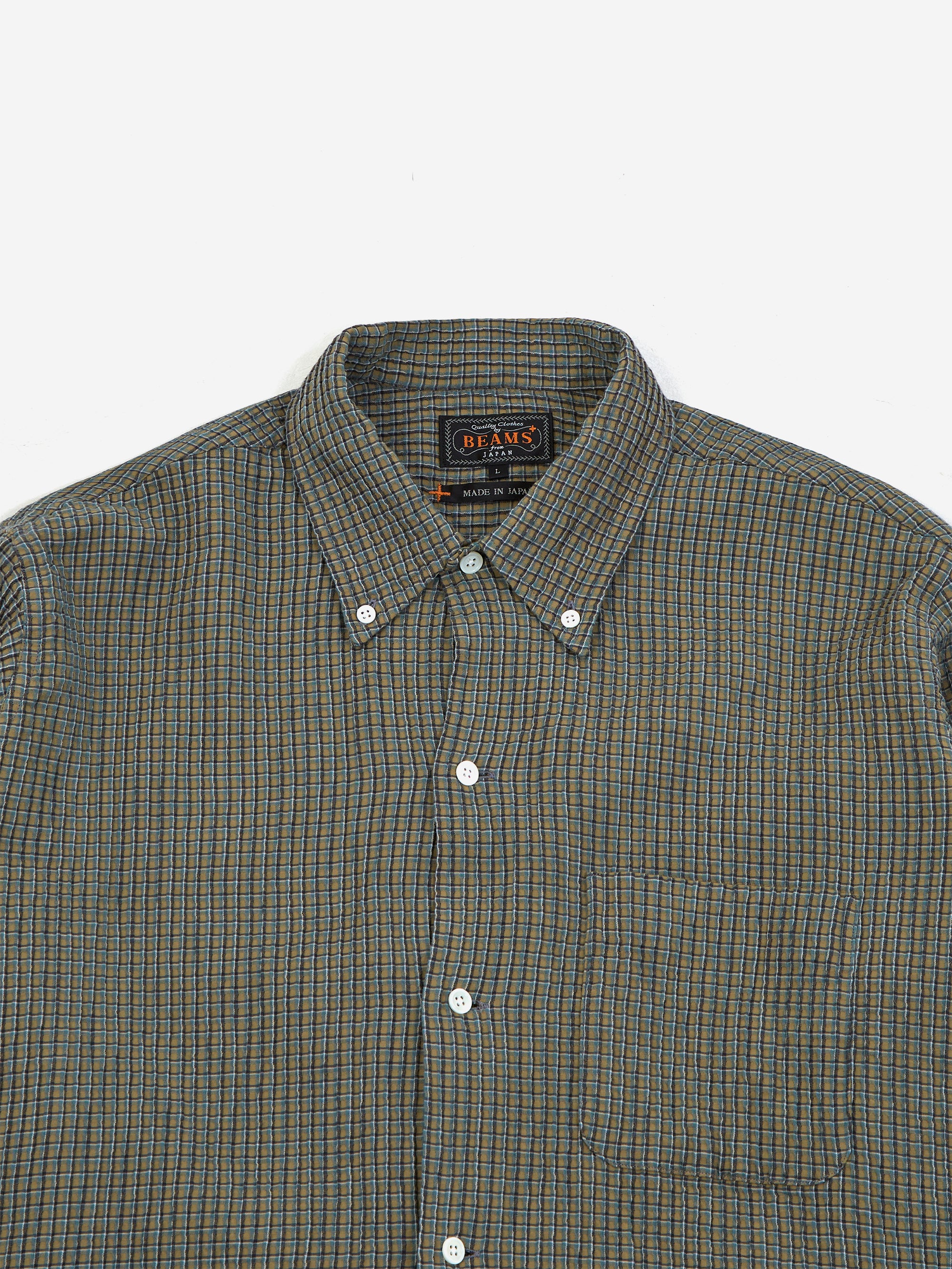 Beams Plus Open B.D. Plaid - Olive – Goodhood