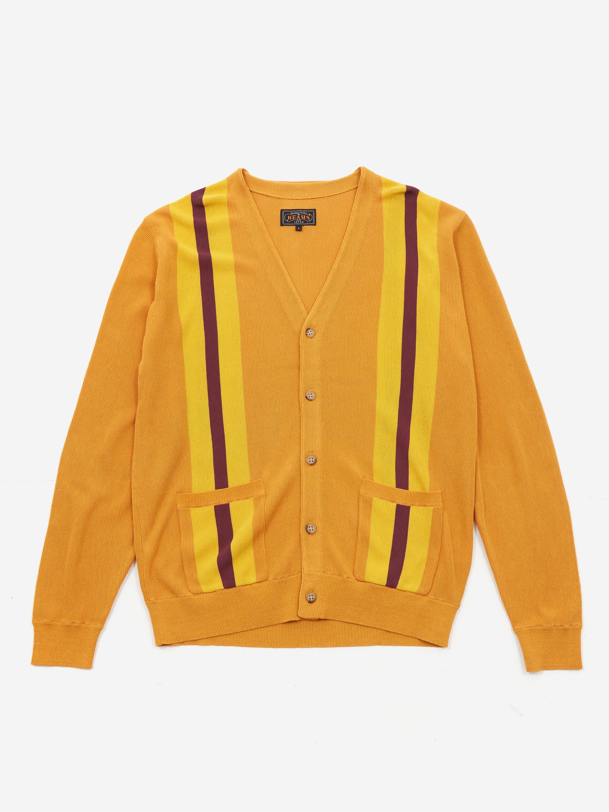 Beams Plus Stripe Jacquard Cardigan - Mustard – Goodhood