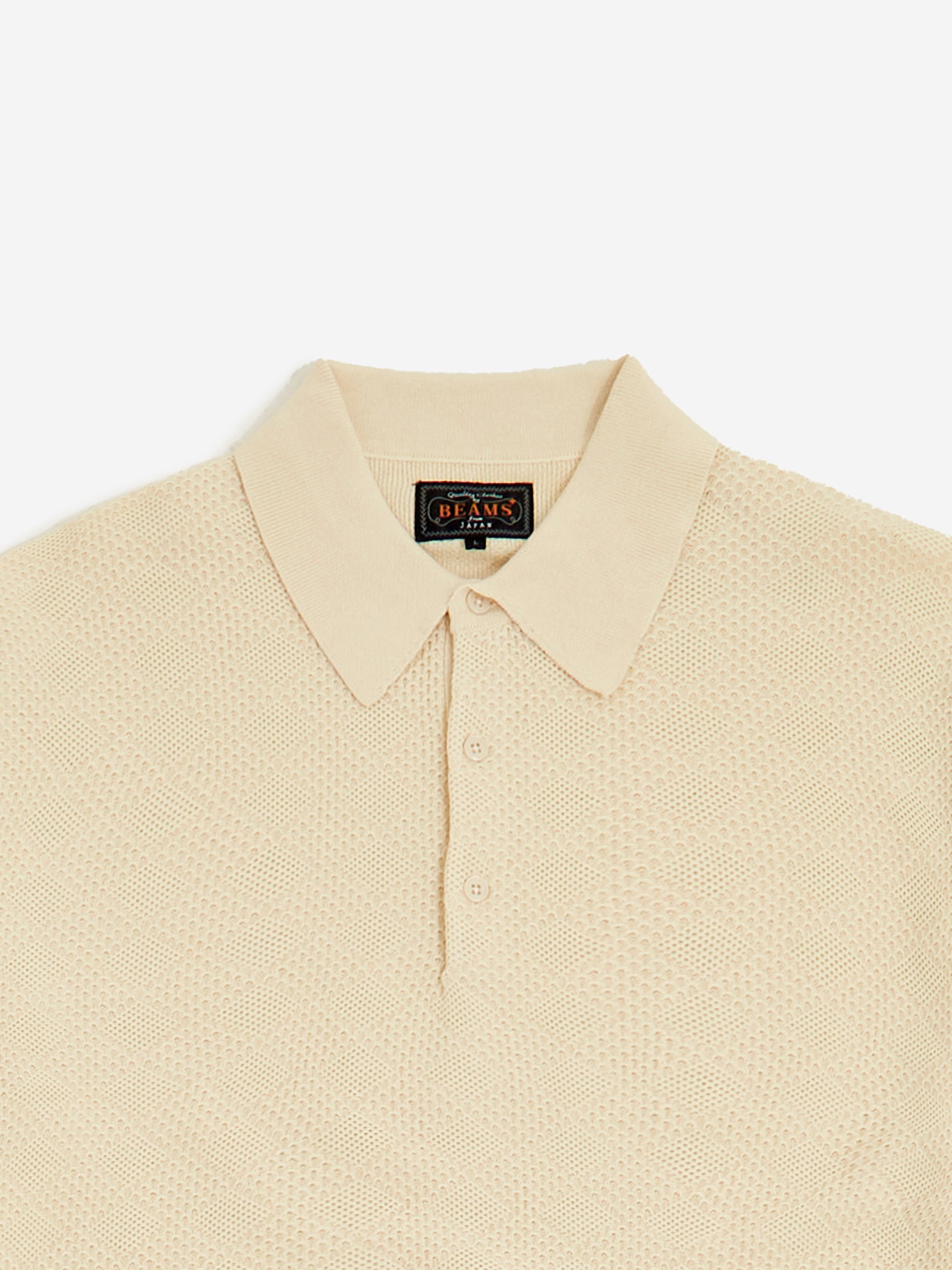 Beams Plus Knit Polo Diamond Pattern - Off White – Goodhood