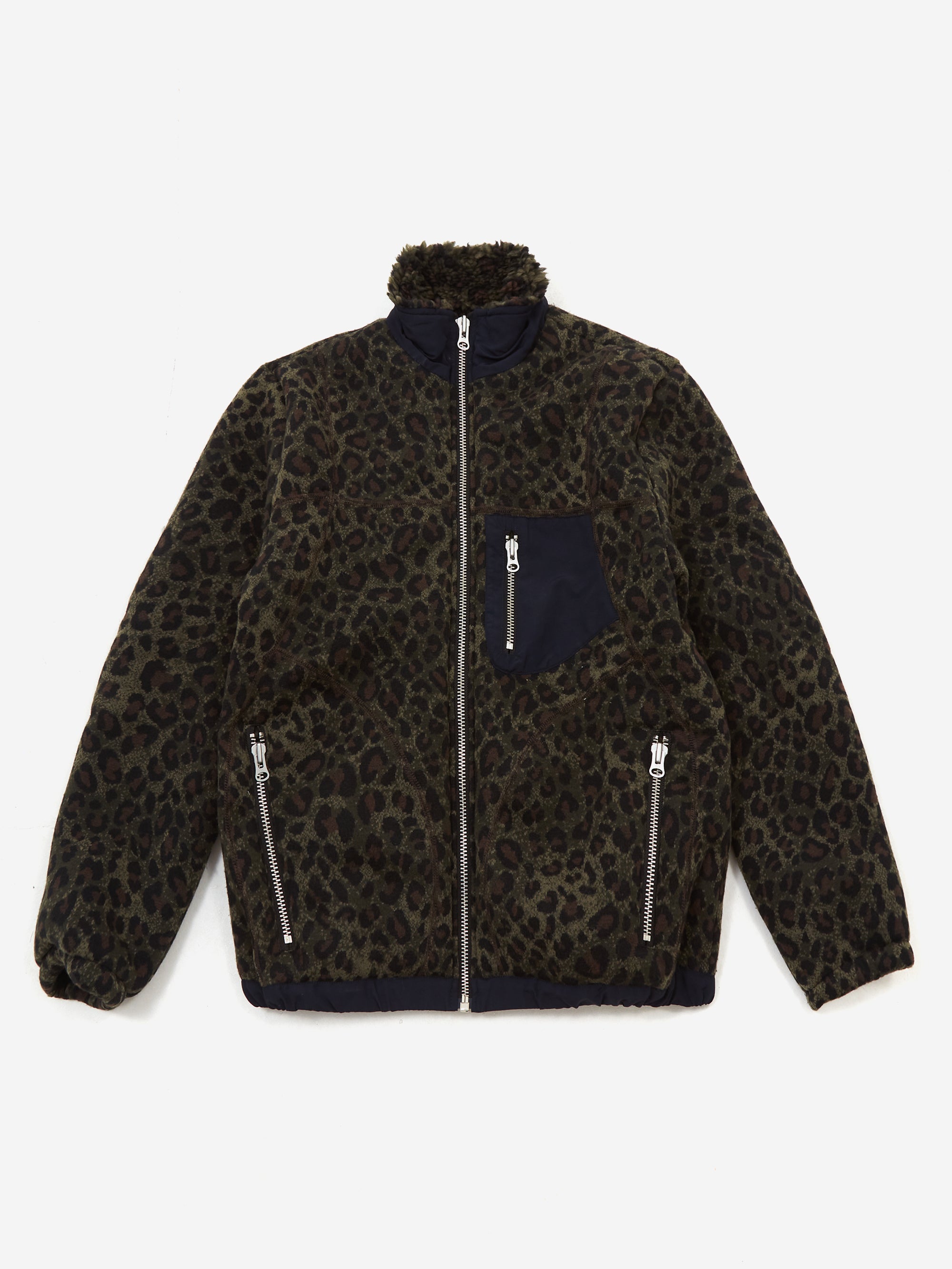 Brain Dead Leopard Reverse Sherpa Jacket - Olive – Goodhood