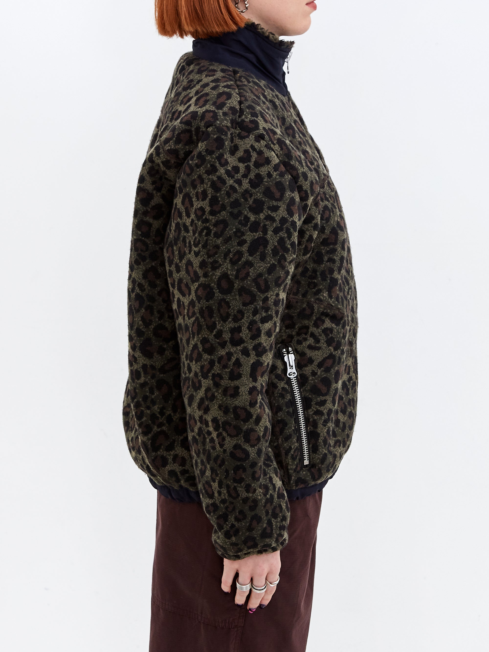 Brain Dead Leopard Reverse Sherpa Jacket W - Olive – Goodhood