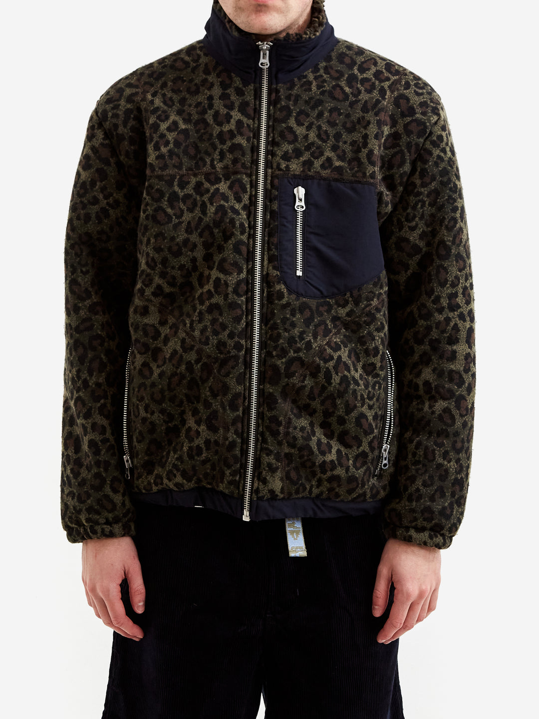 Brain Dead Leopard Reverse Sherpa Jacket - Olive – Goodhood