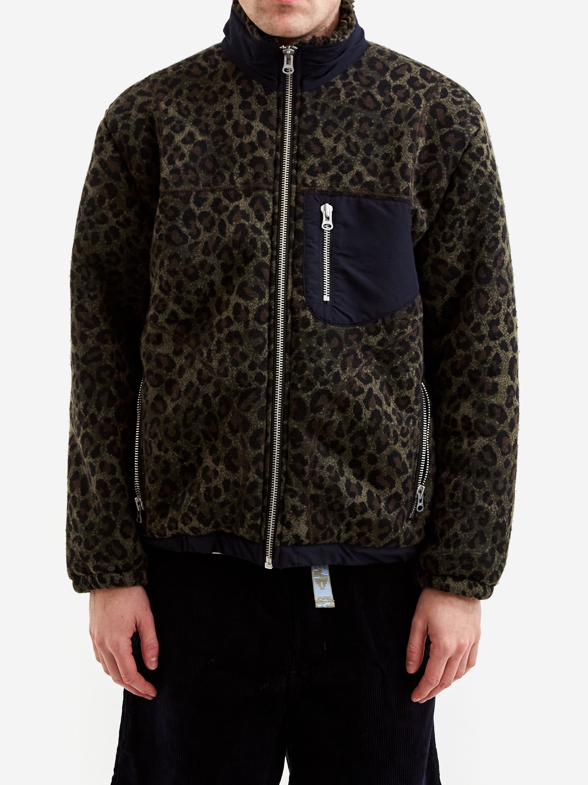 Brain Dead Leopard Reverse Sherpa Jacket - Olive – Goodhood