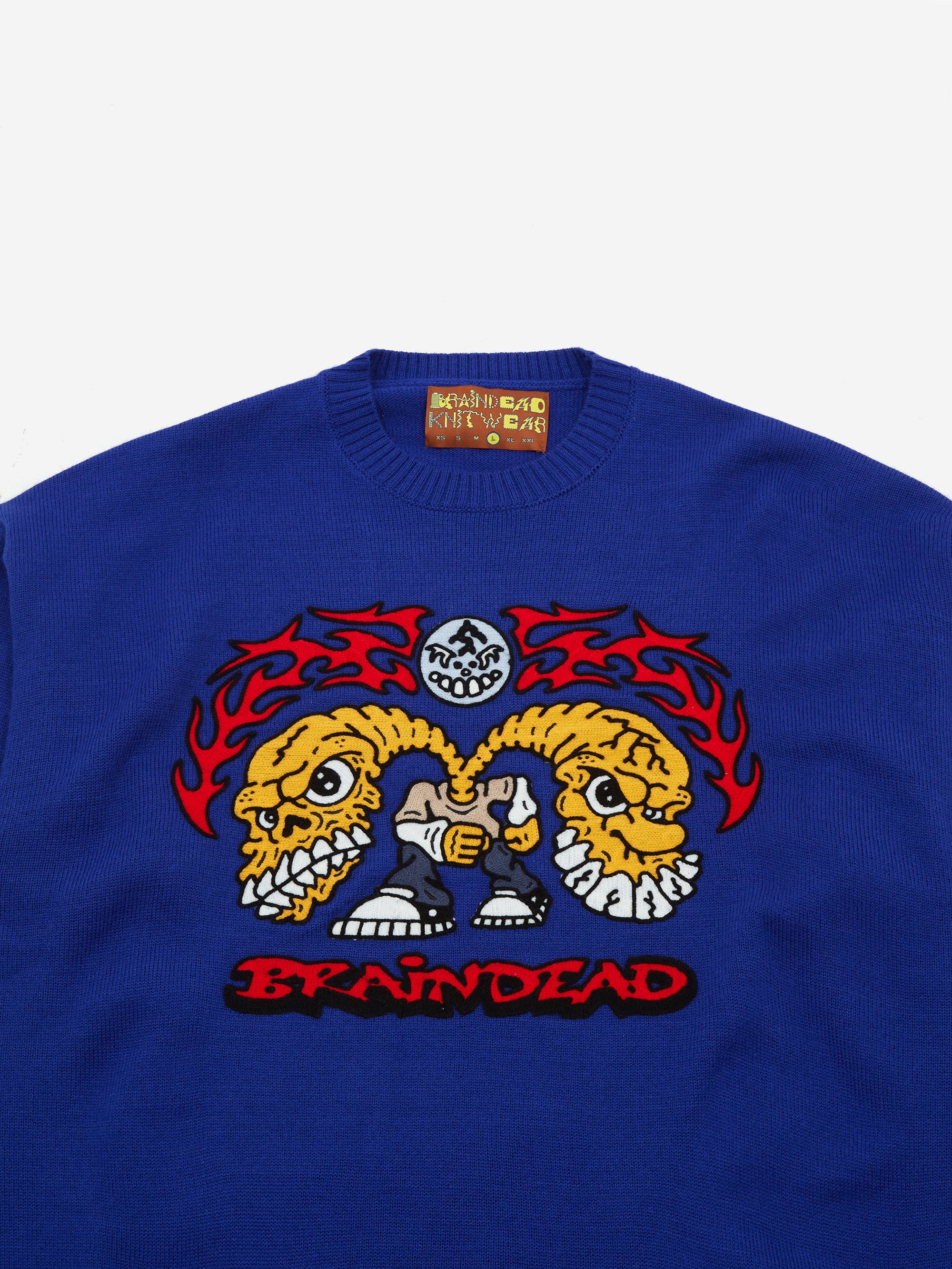 Brain Dead Vilesore Faces Sweater - Navy – Goodhood