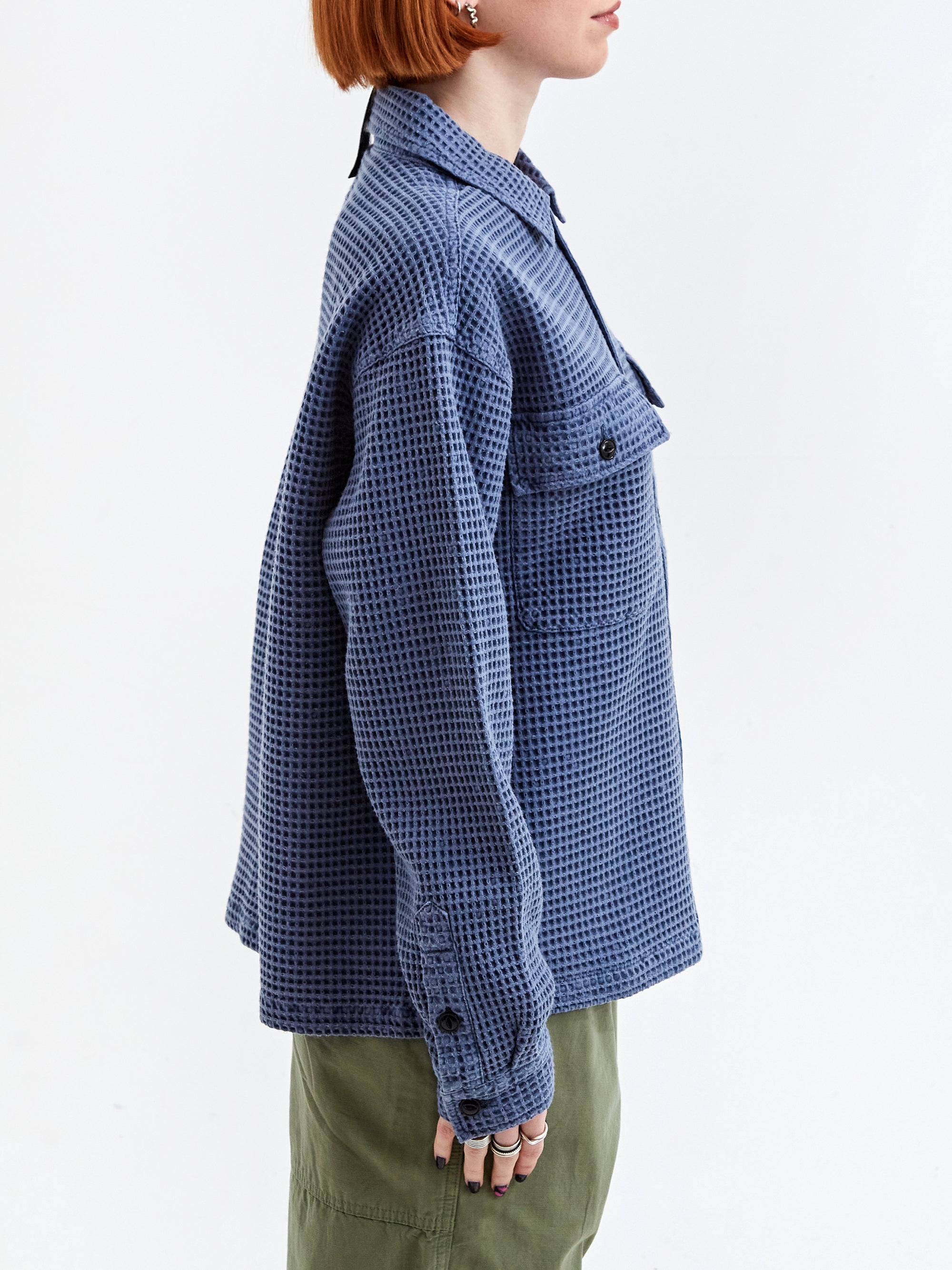 Brain Dead Waffle Button Front Shirt W - Blueberry – Goodhood