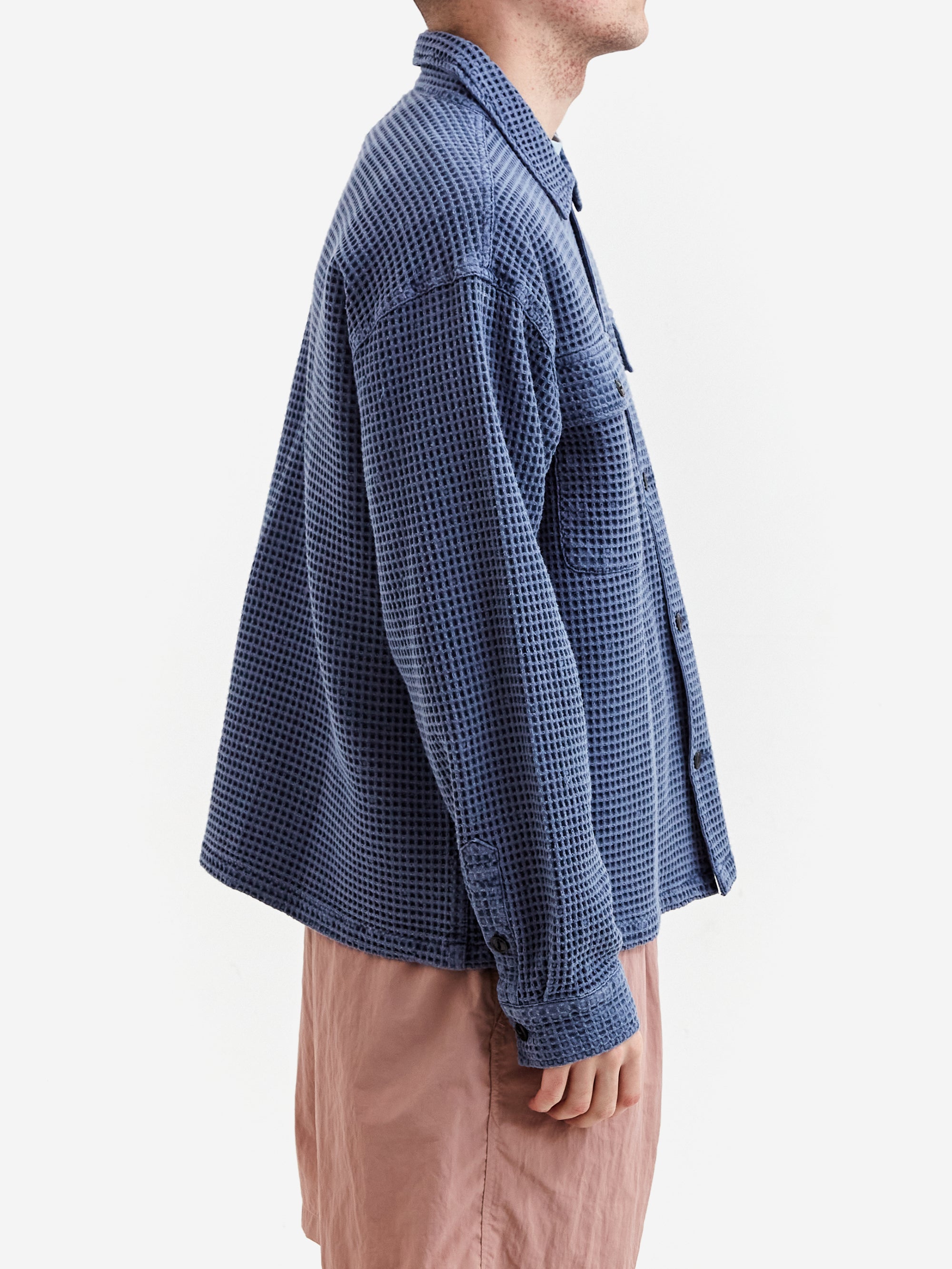 Brain Dead Waffle Button Front Shirt - Blueberry – Goodhood