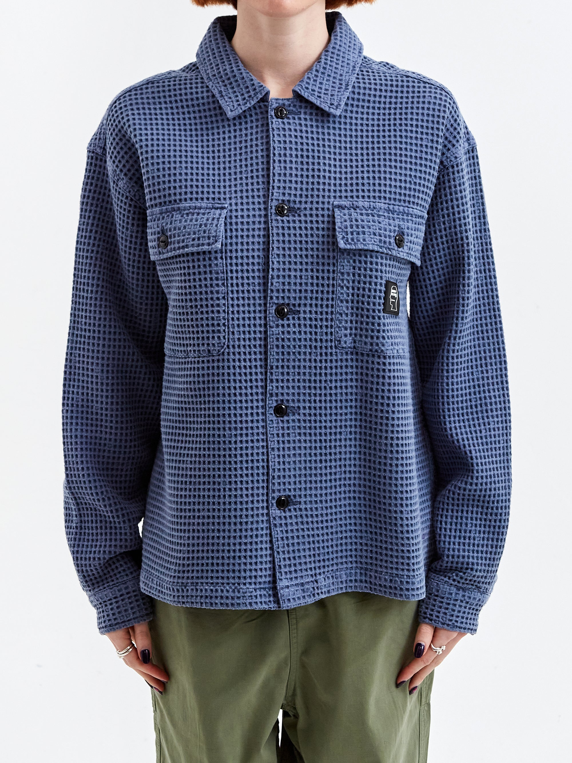 Brain Dead Waffle Button Front Shirt W - Blueberry – Goodhood