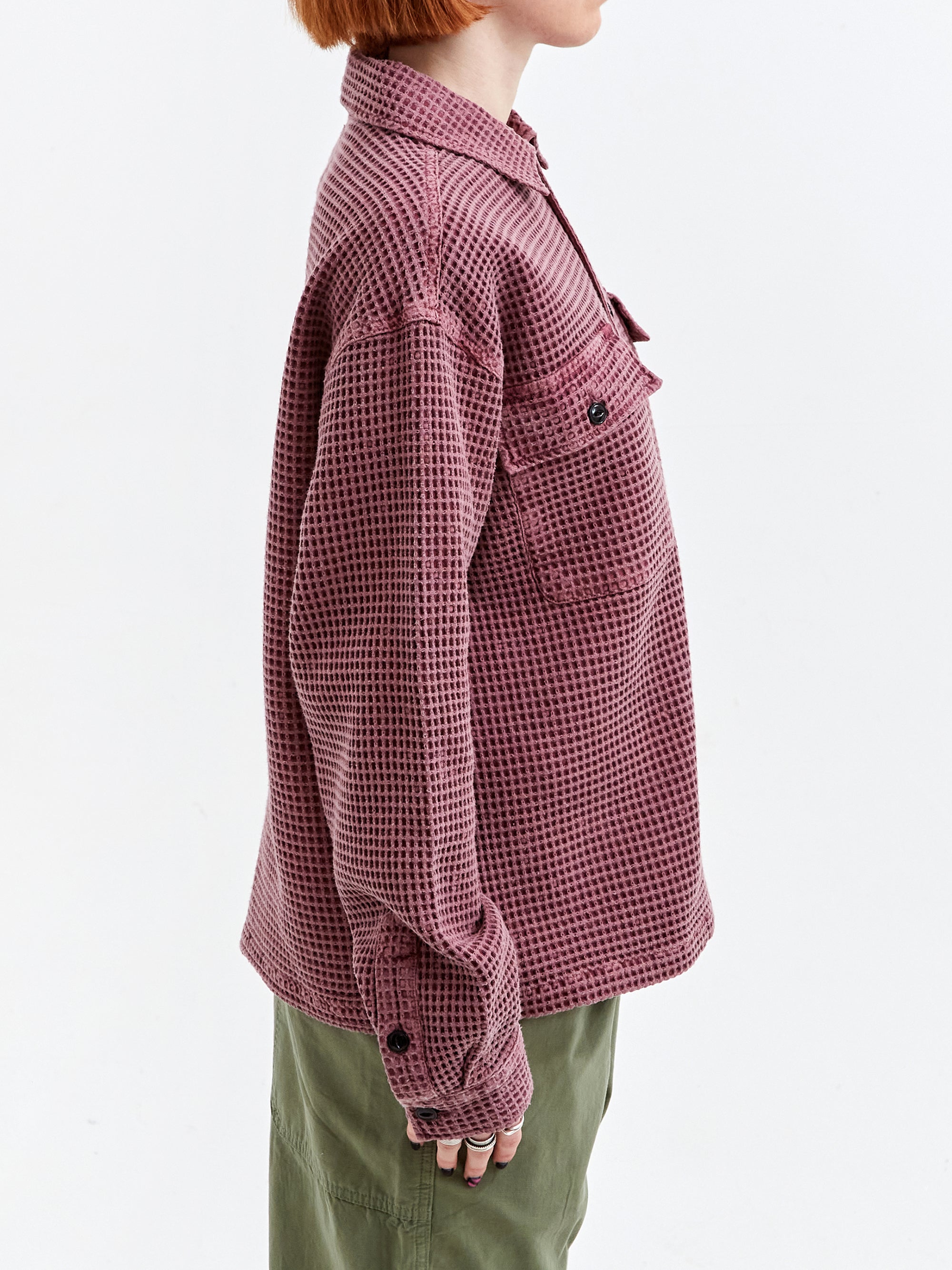 Brain Dead Waffle Button Front Shirt - Raspbery – Goodhood