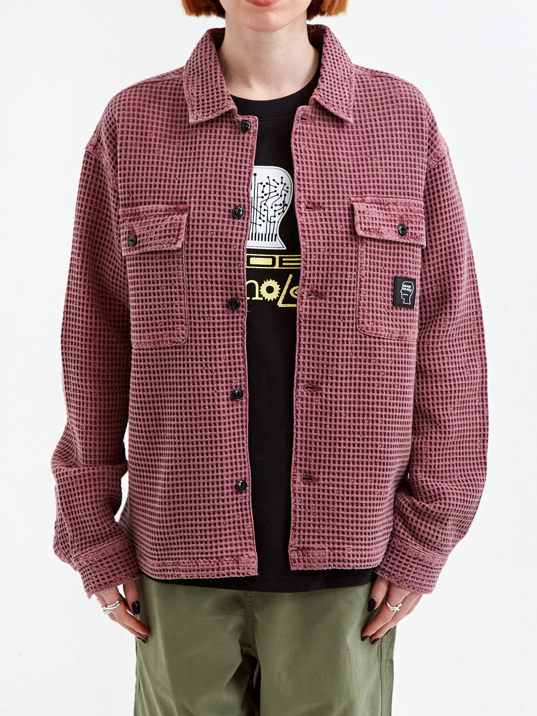 Brain Dead Waffle Button Front Shirt - Raspbery – Goodhood