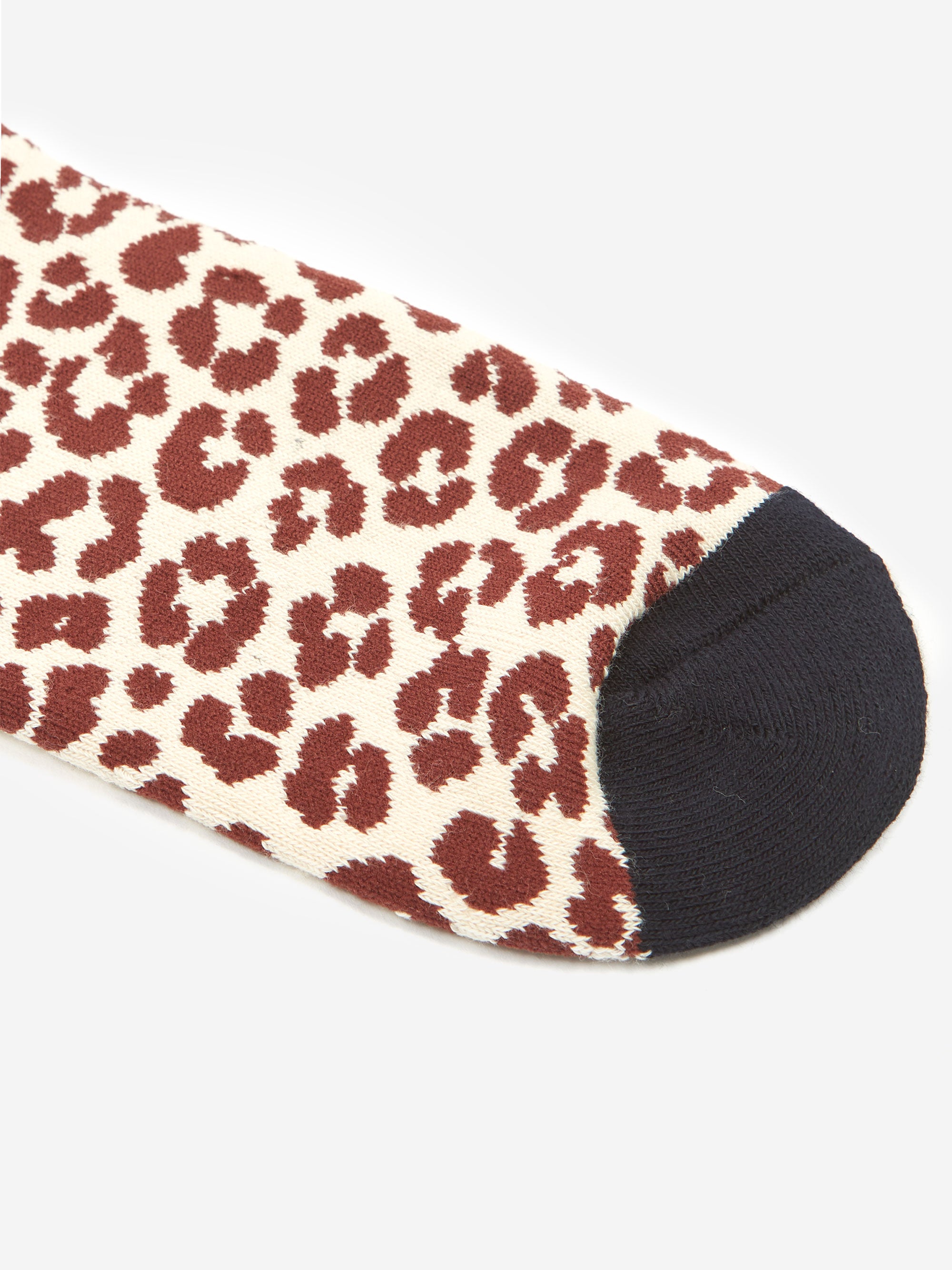 Brain Dead Paneled Logo Crew Socks - Maroon Leopard/Navy – Goodhood