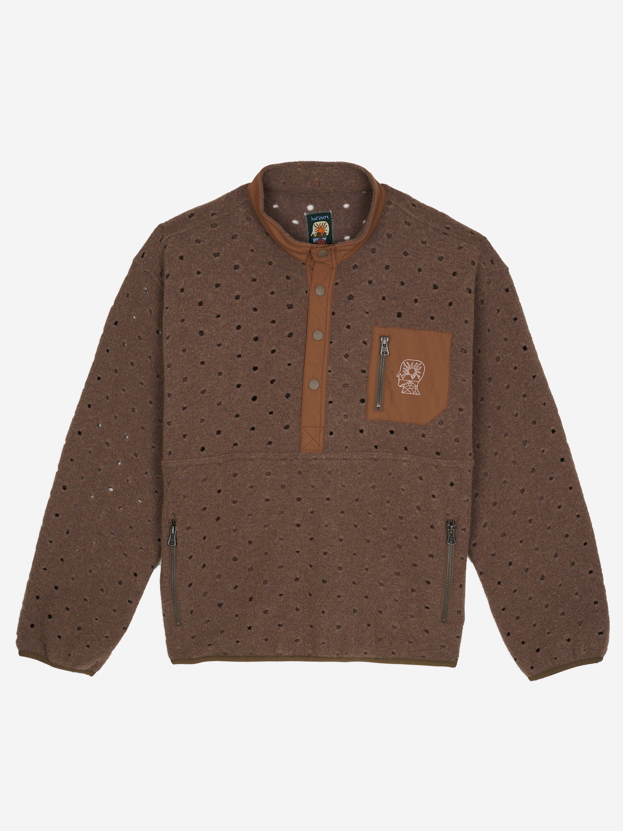 Brain Dead Hole Mock Neck Pullover - Brown – Goodhood