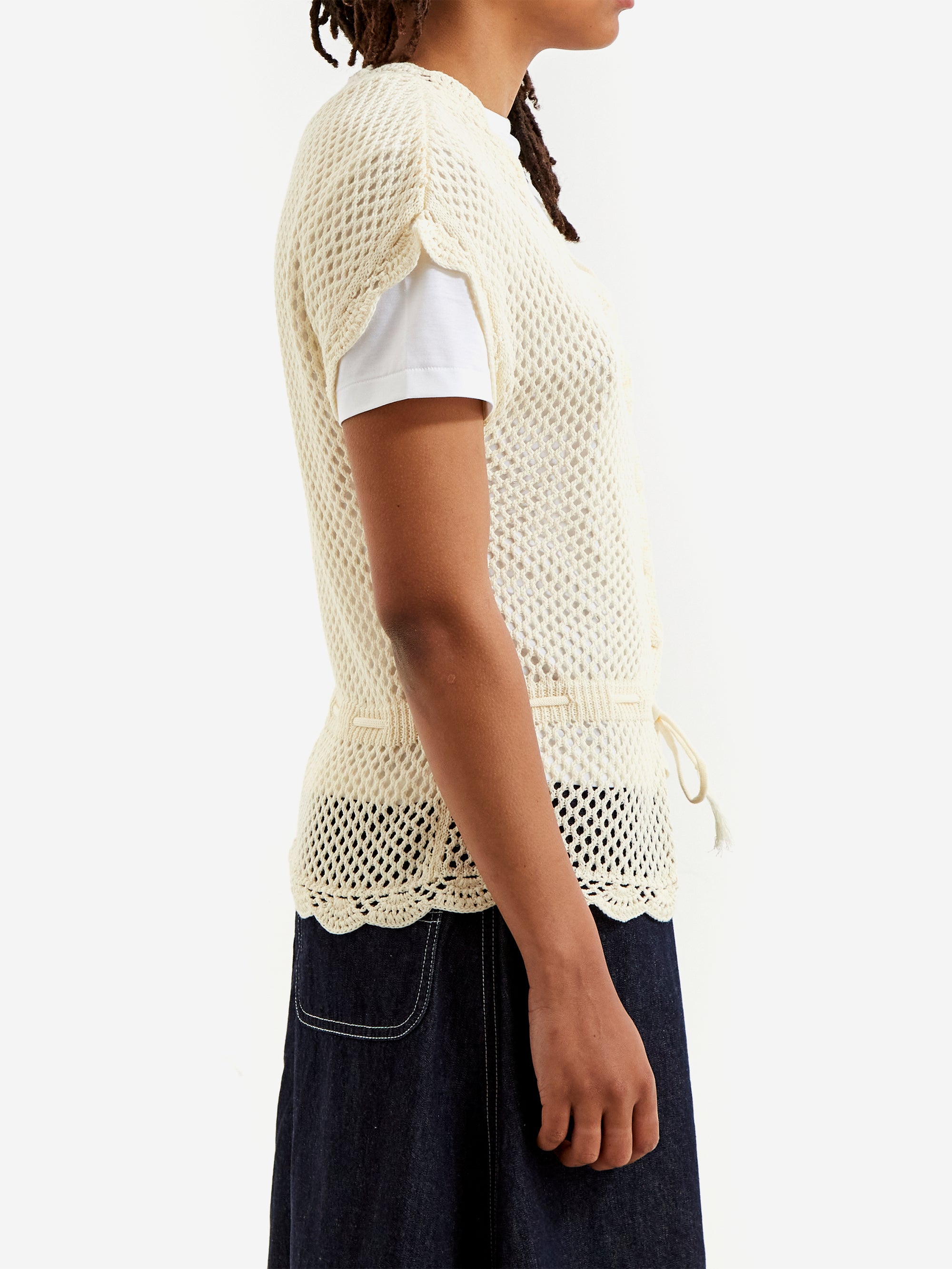 Beams Boy Fishnet Vest - Ivory – Goodhood