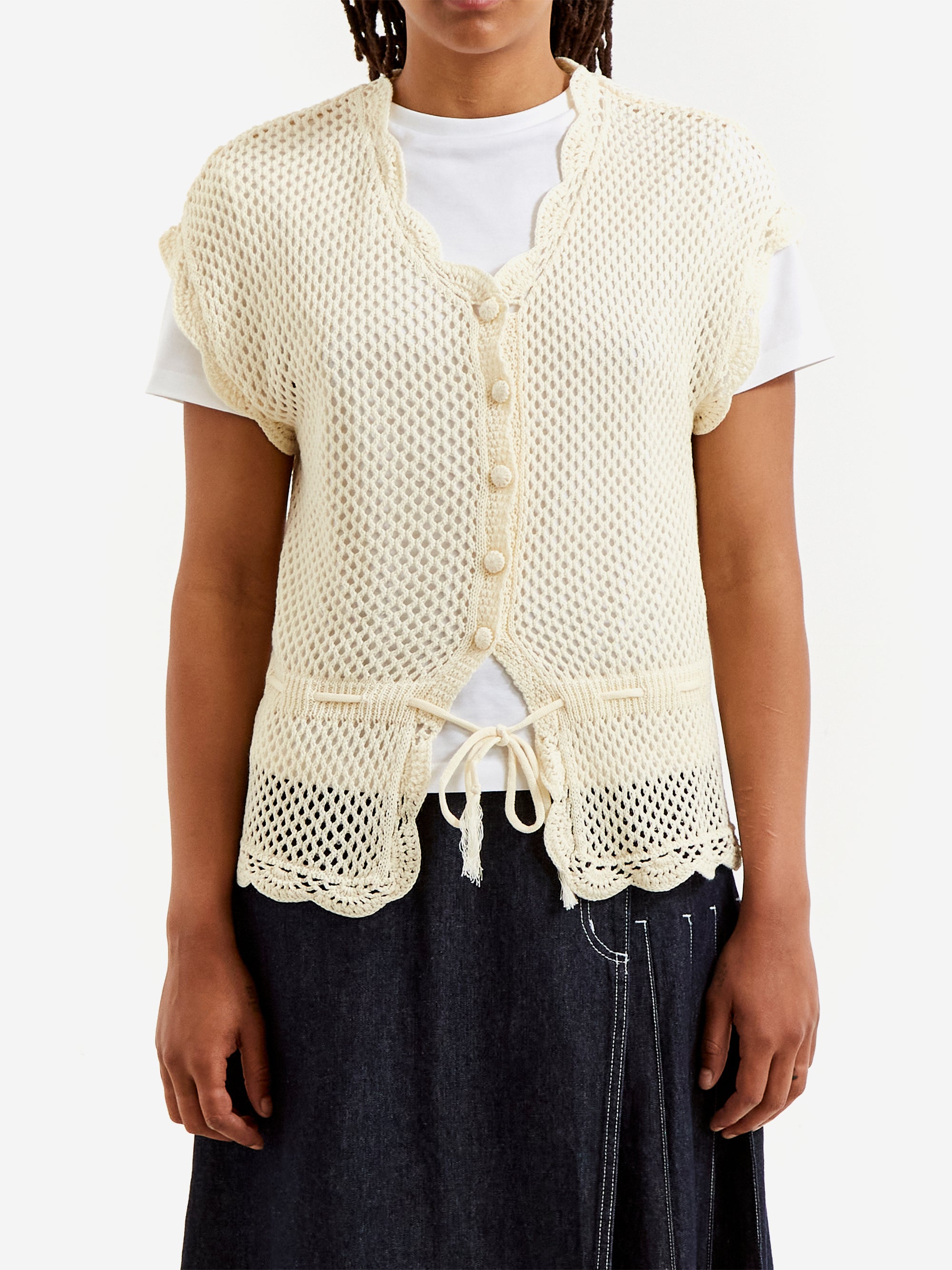 Beams Boy Fishnet Vest - Ivory – Goodhood