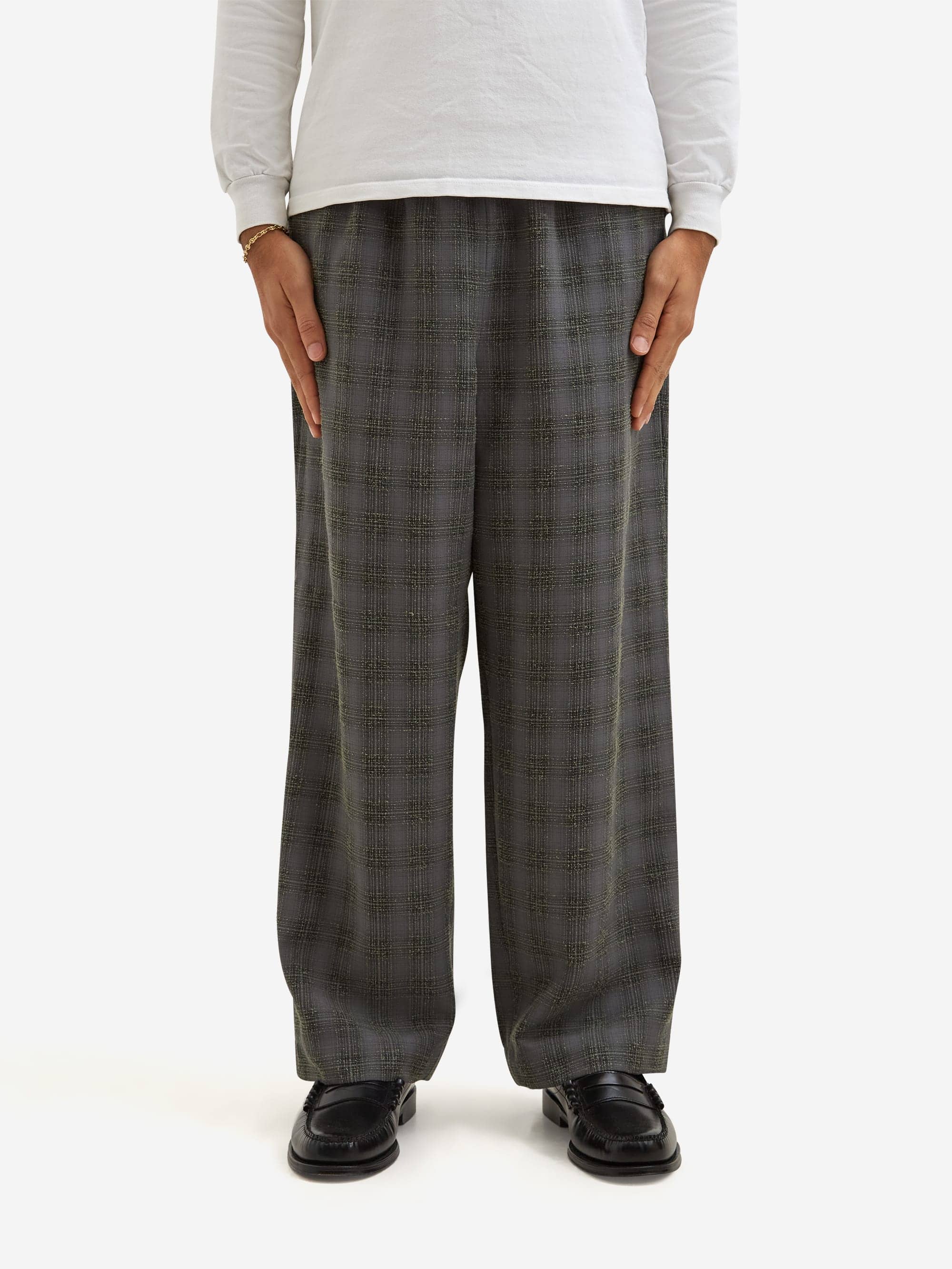 Beams Boucle Check Pant - Charcoal – Goodhood