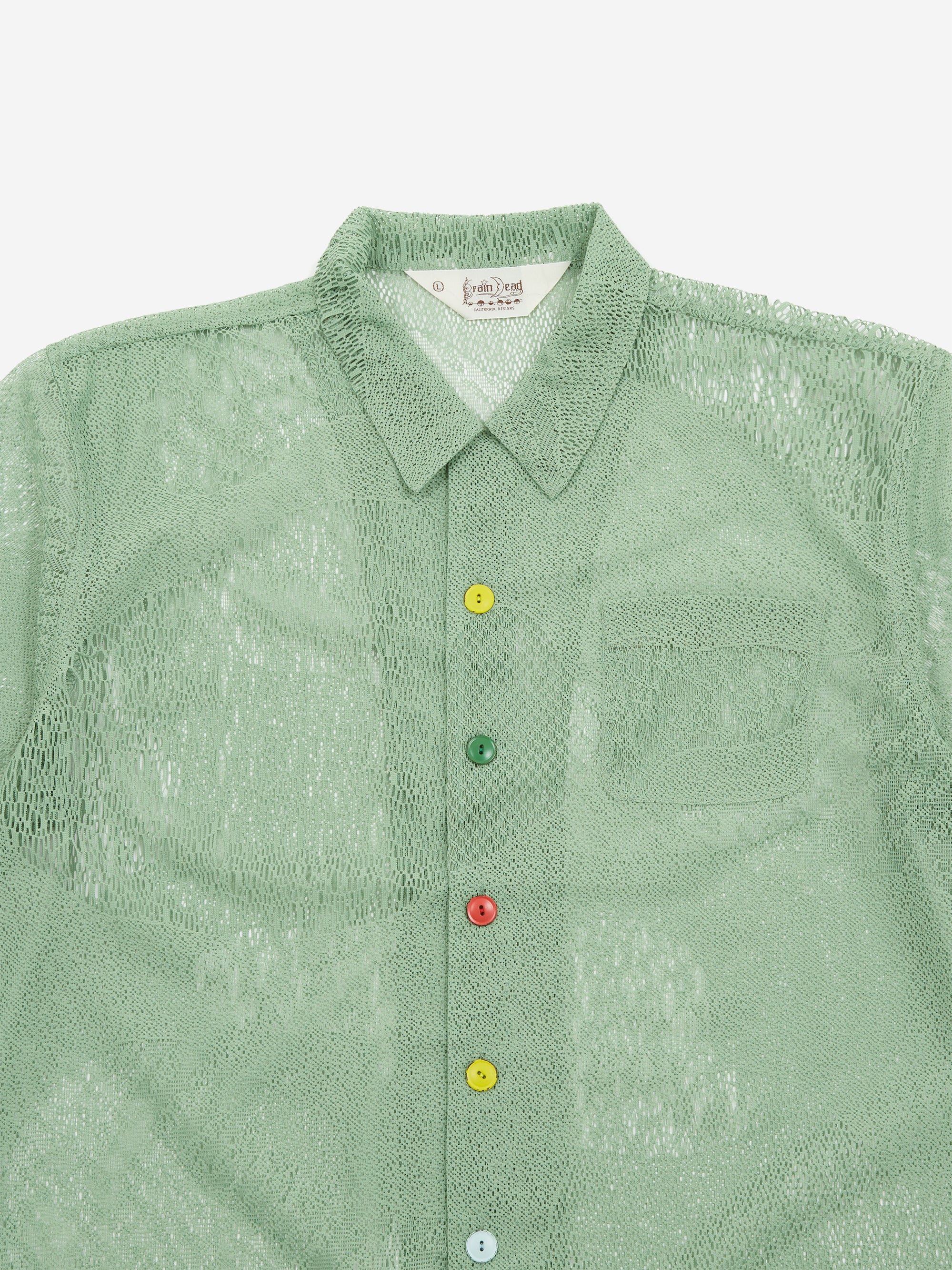 Brain Dead Engineered Mesh Short Sleeve Button Up - Green – Goodhood