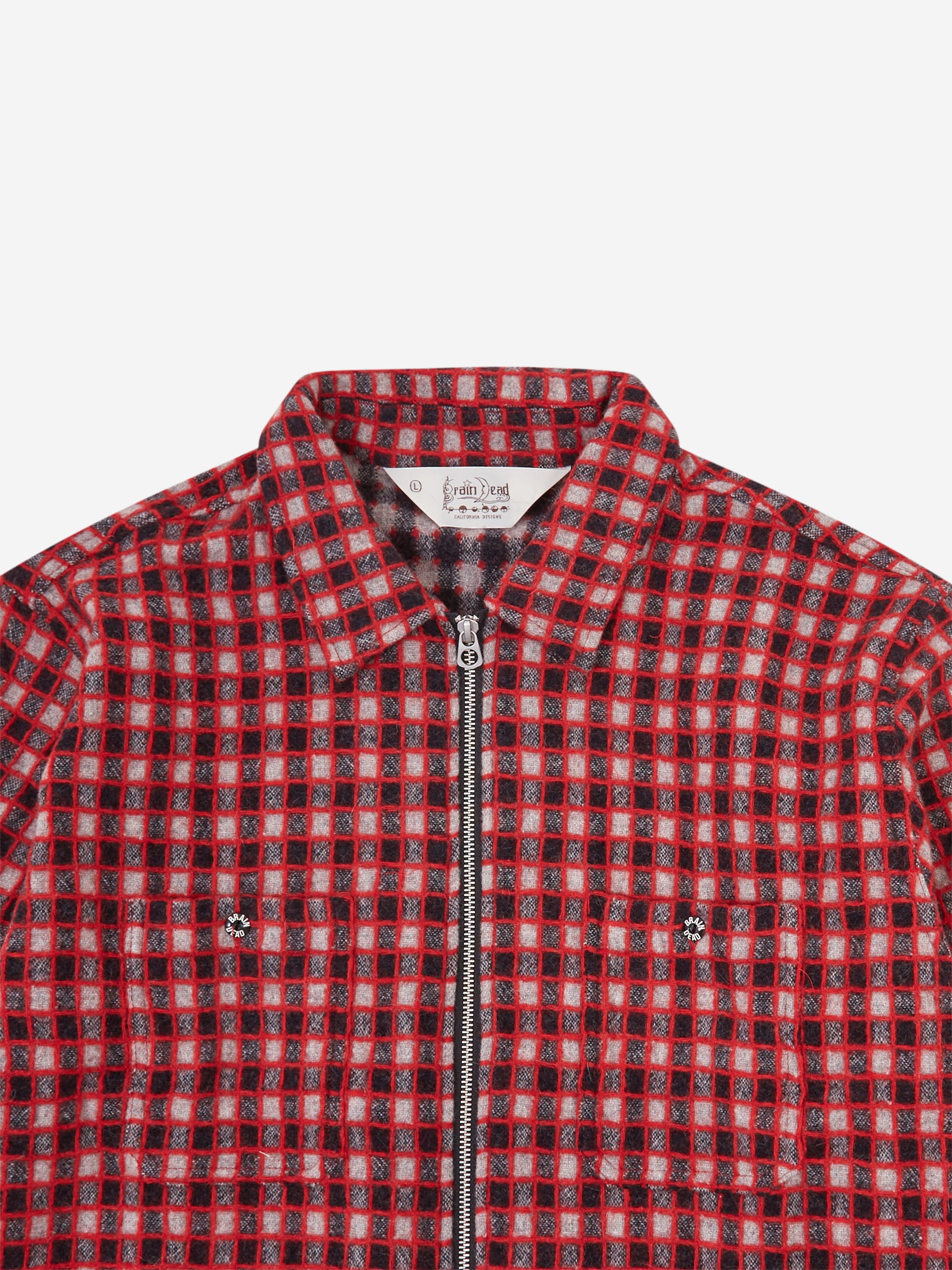 Brain Dead Check Mate Flannel Zip Shirt - Black – Goodhood