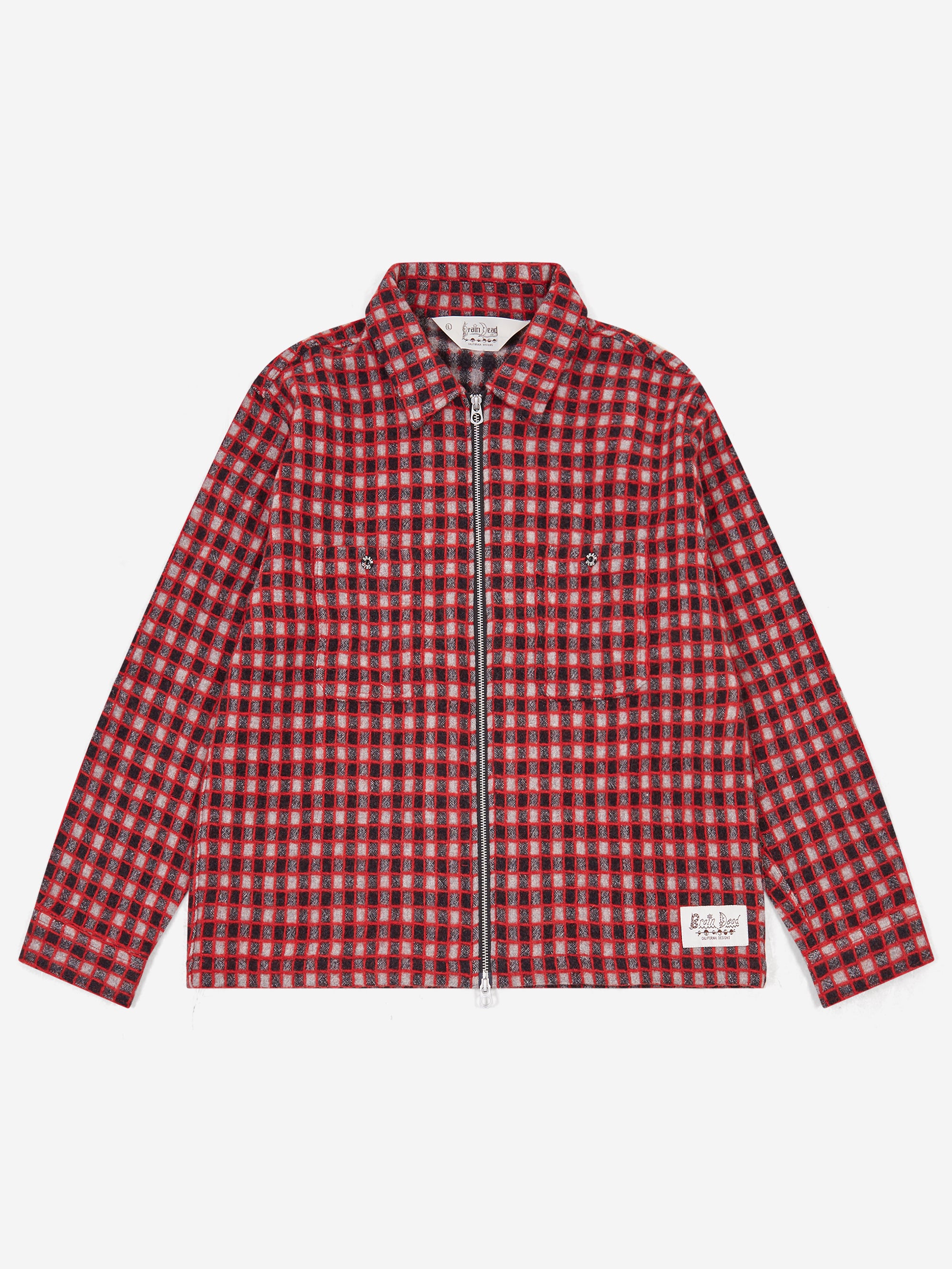 Brain Dead Check Mate Flannel Zip Shirt - Black – Goodhood