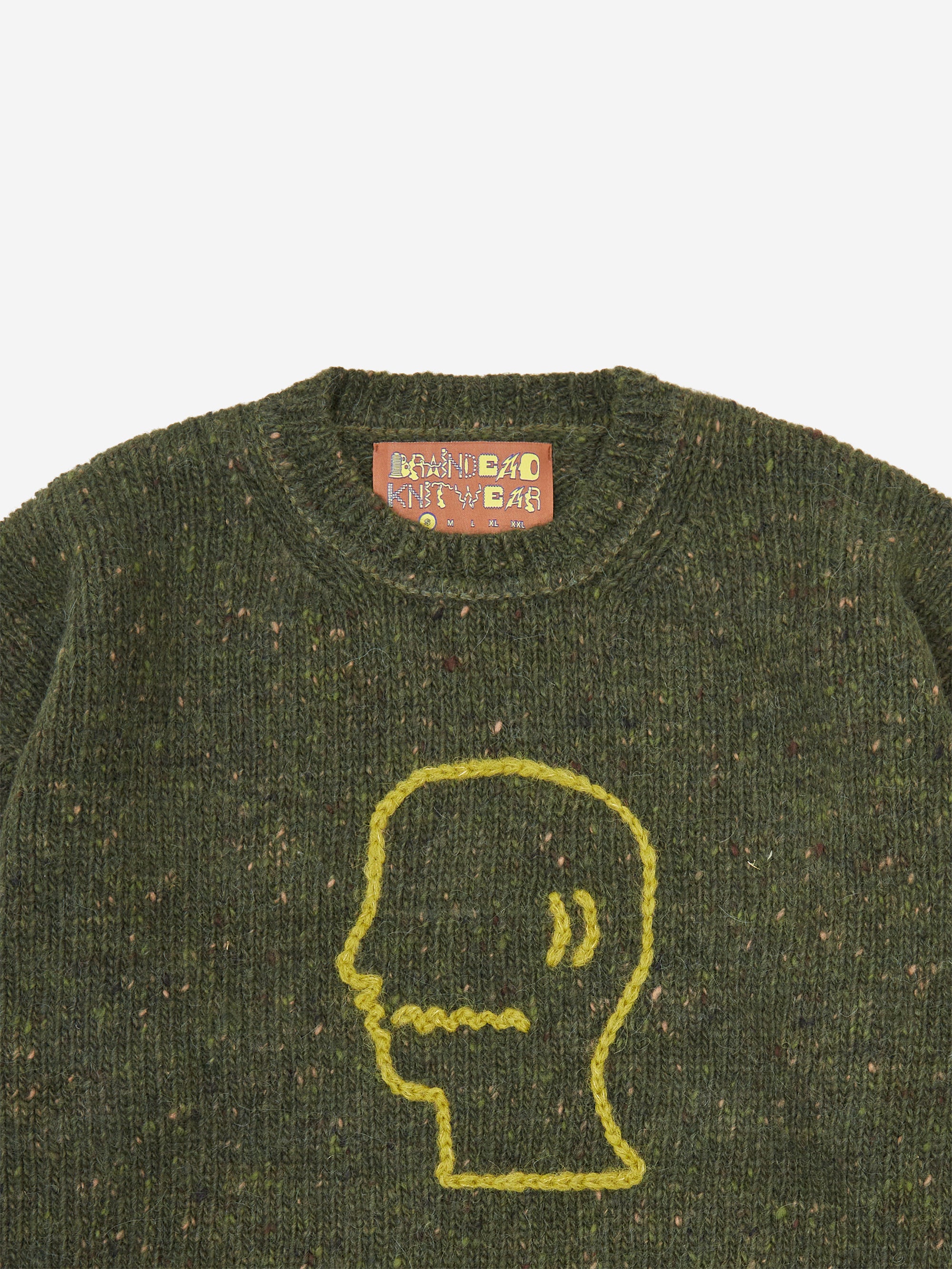 Brain Dead Logohead Alpaca Crewneck Sweater - Forest Green – Goodhood