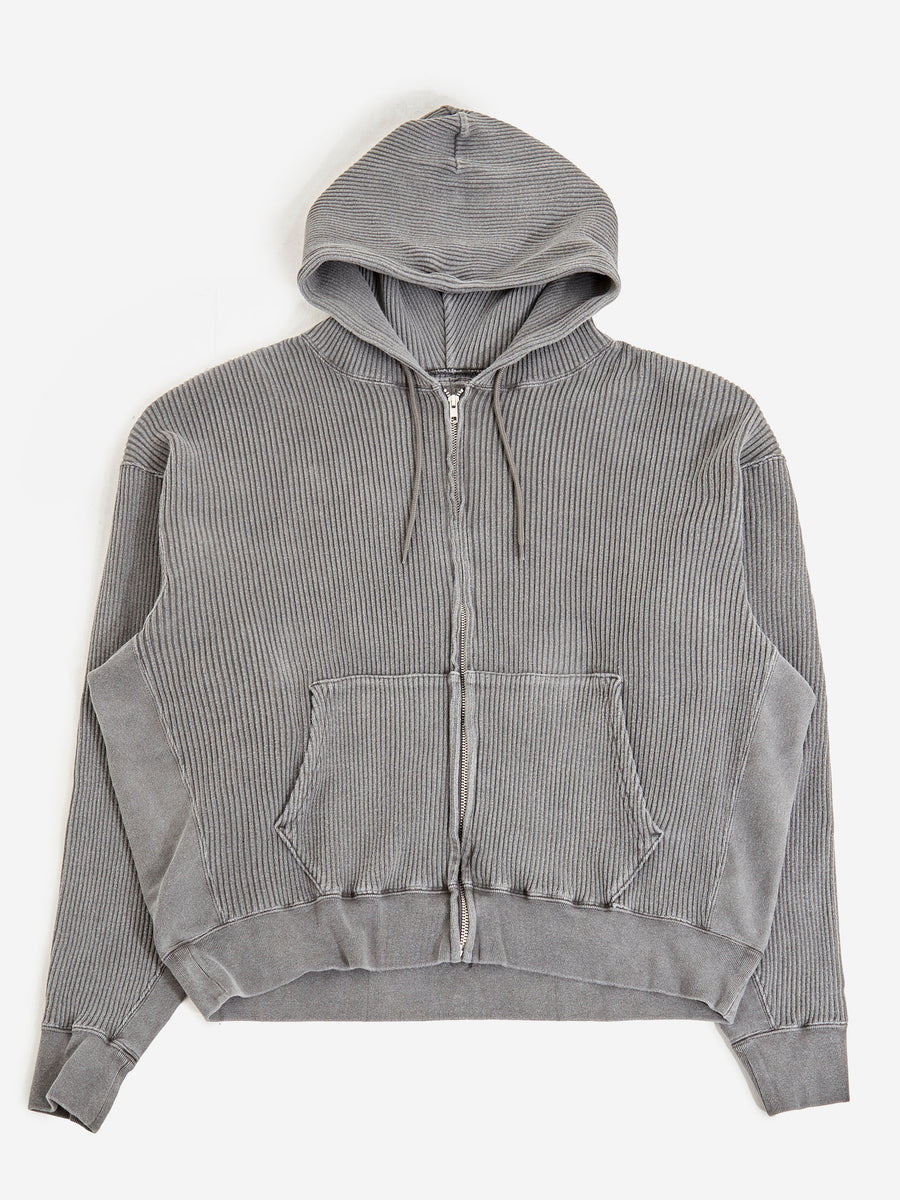 C.E Cav Empt Overdye Wide Rib Cut Zip Hoody - Charcoal – Goodhood