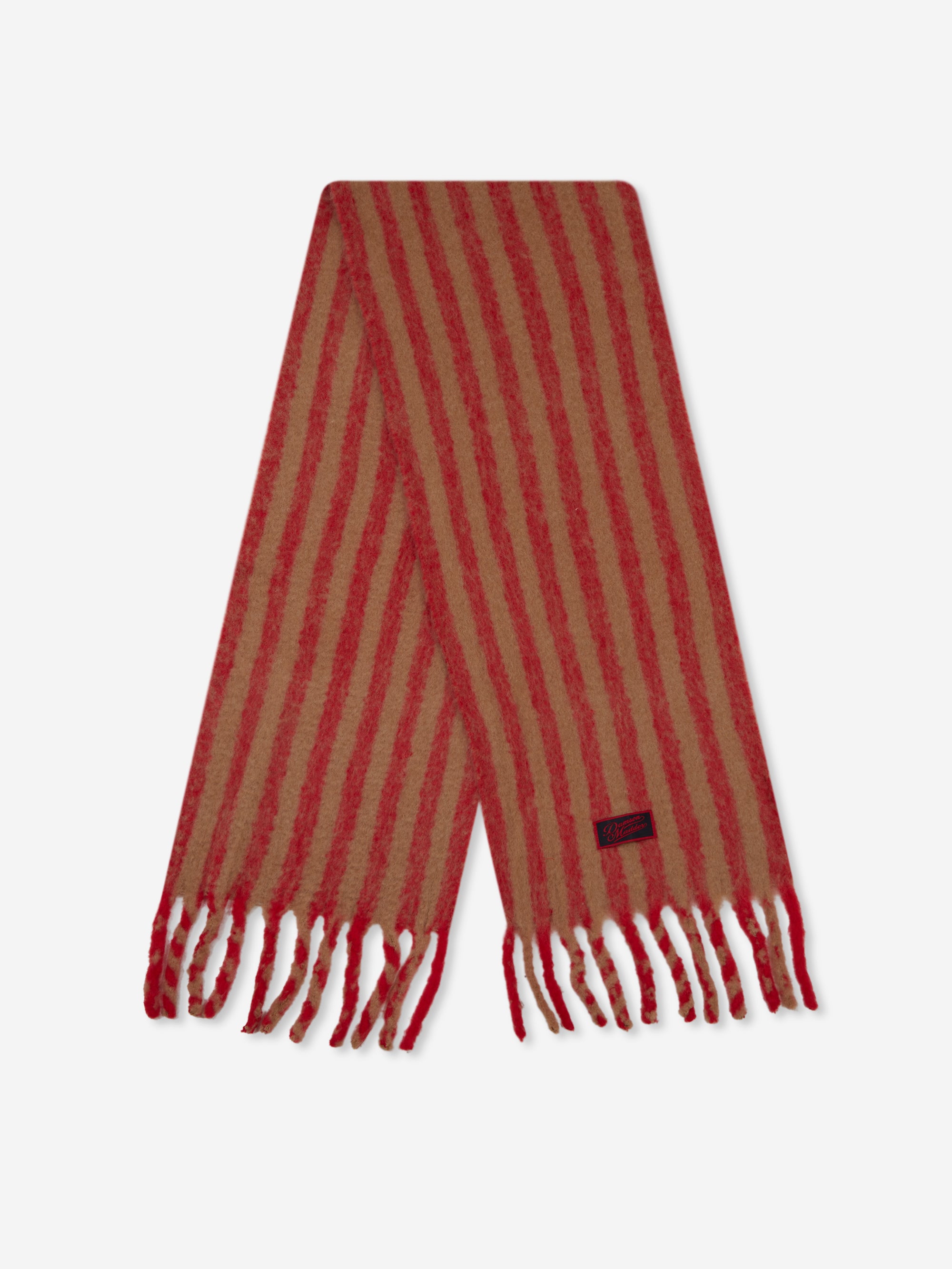 Damson Madder Brushed Oversized Scarf - Red/Tan Stripe – Goodhood