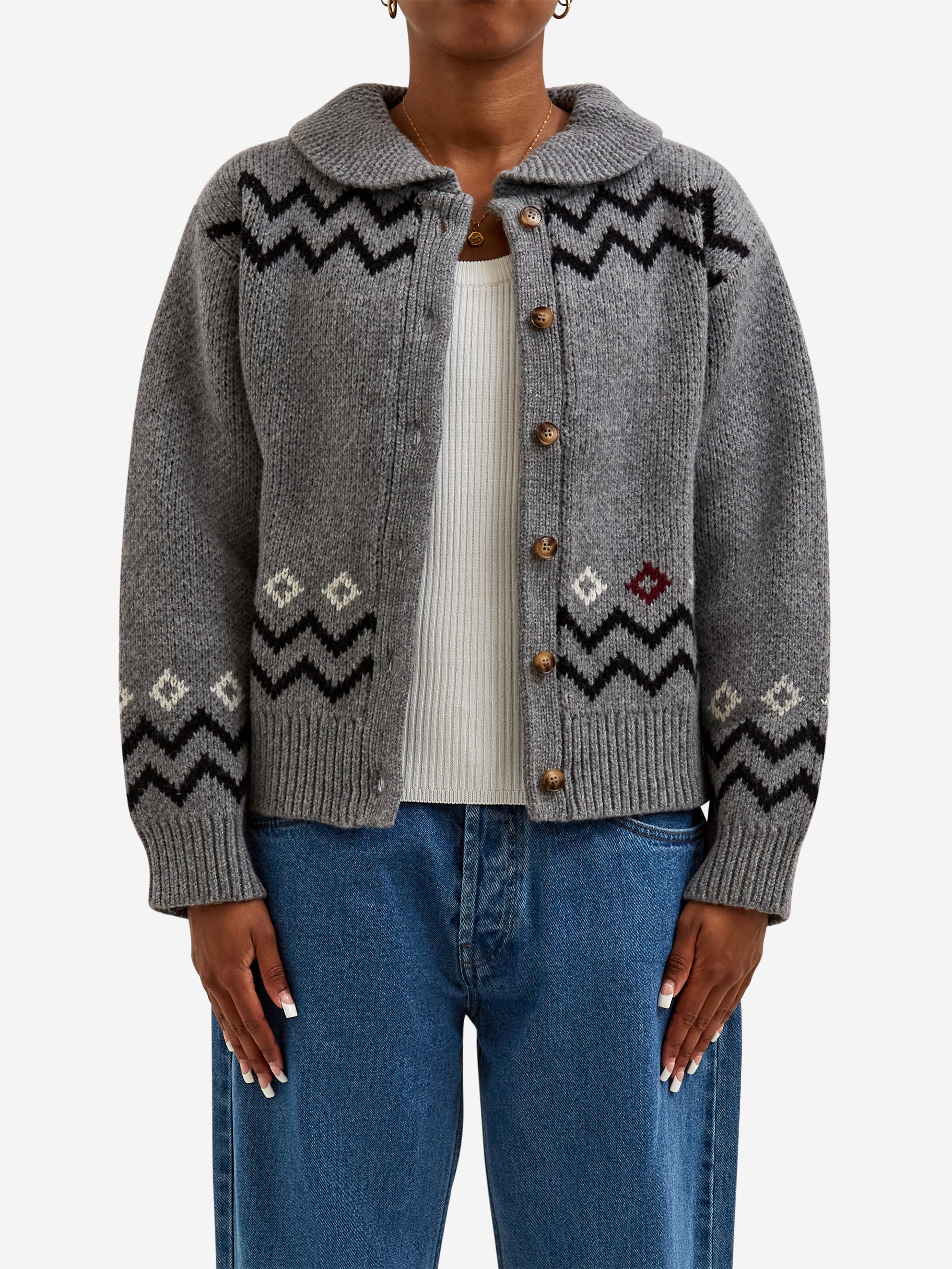 Damson Madder Cecily Collar Cardigan - Bunny Intarsia – Goodhood