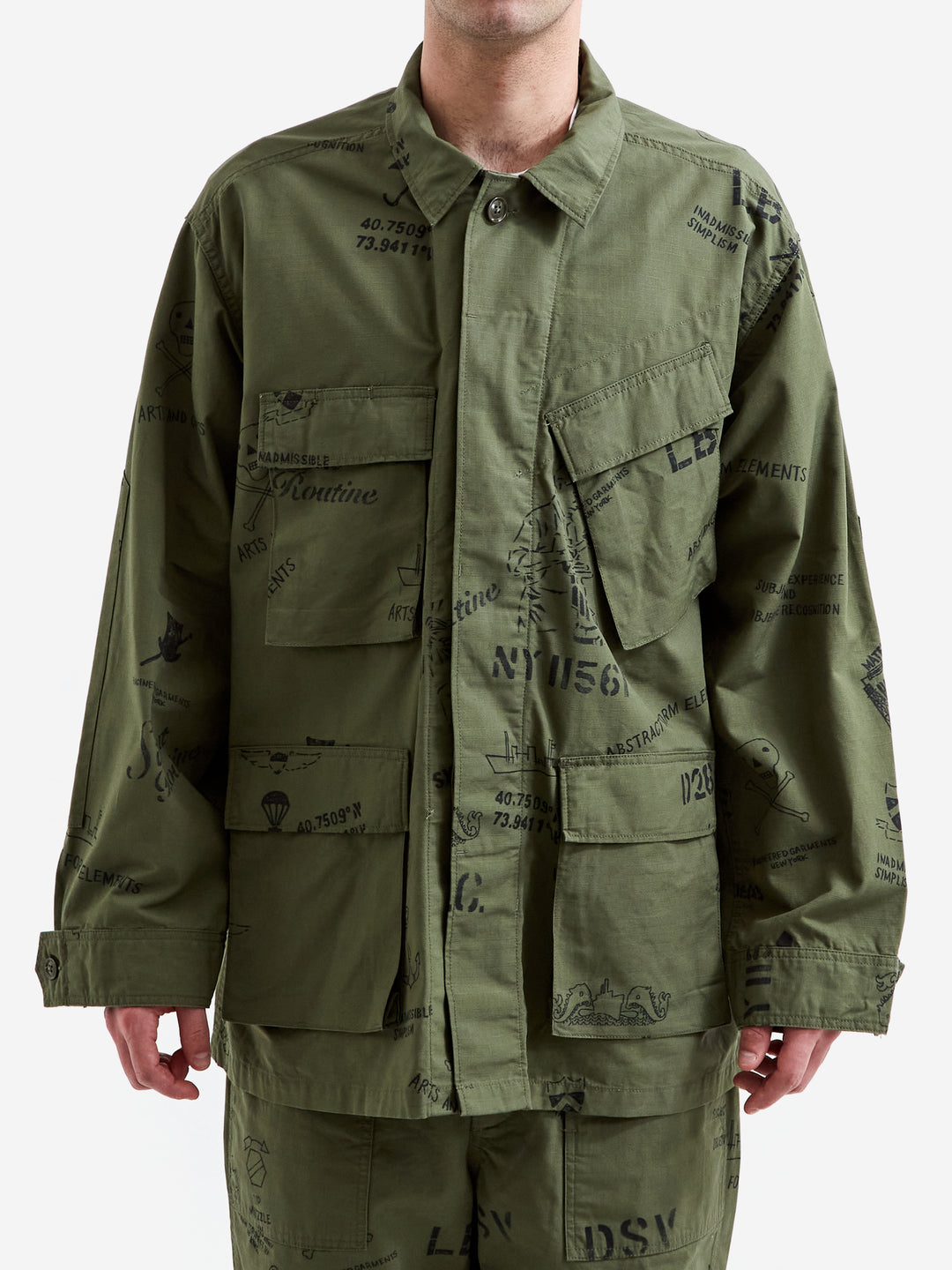 Engineered Garments BDU Jacket - Olive Graffiti – Goodhood