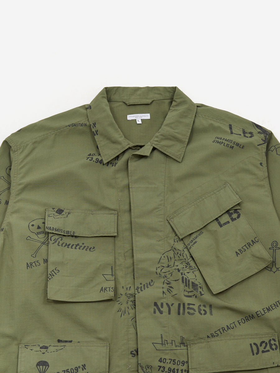 Engineered Garments BDU Jacket - Olive Graffiti – Goodhood