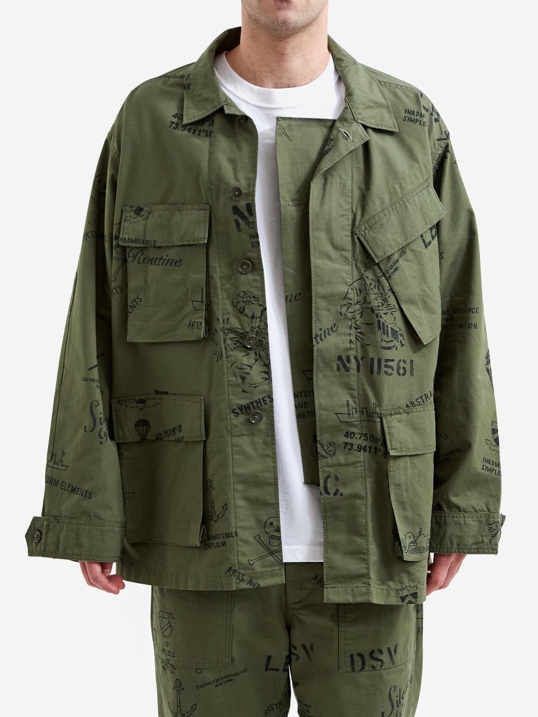 Engineered Garments BDU Jacket - Olive Graffiti – Goodhood