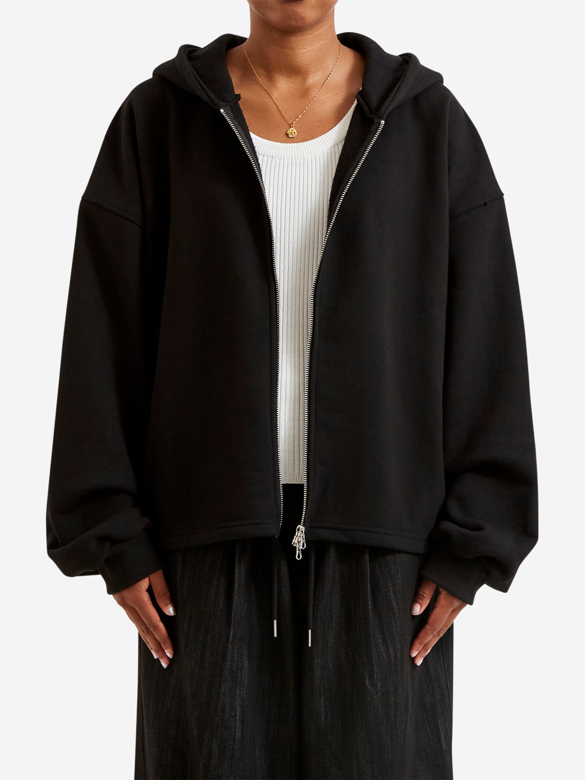 Estudio Niksen Boxy Zip-up Hoodie W - Black – Goodhood