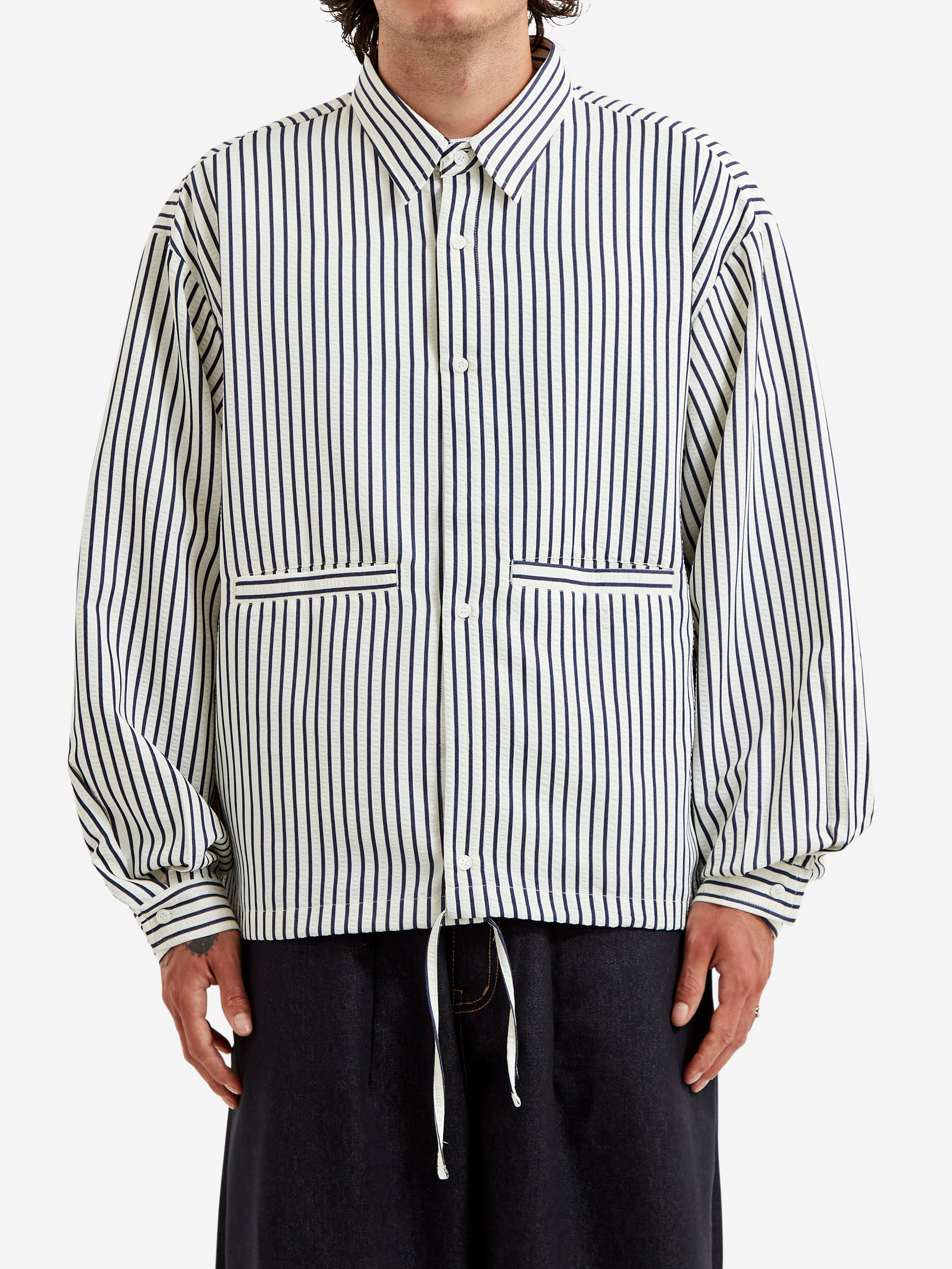 Estudio Niksen String Pocket Shirt - Navy Stripe – Goodhood