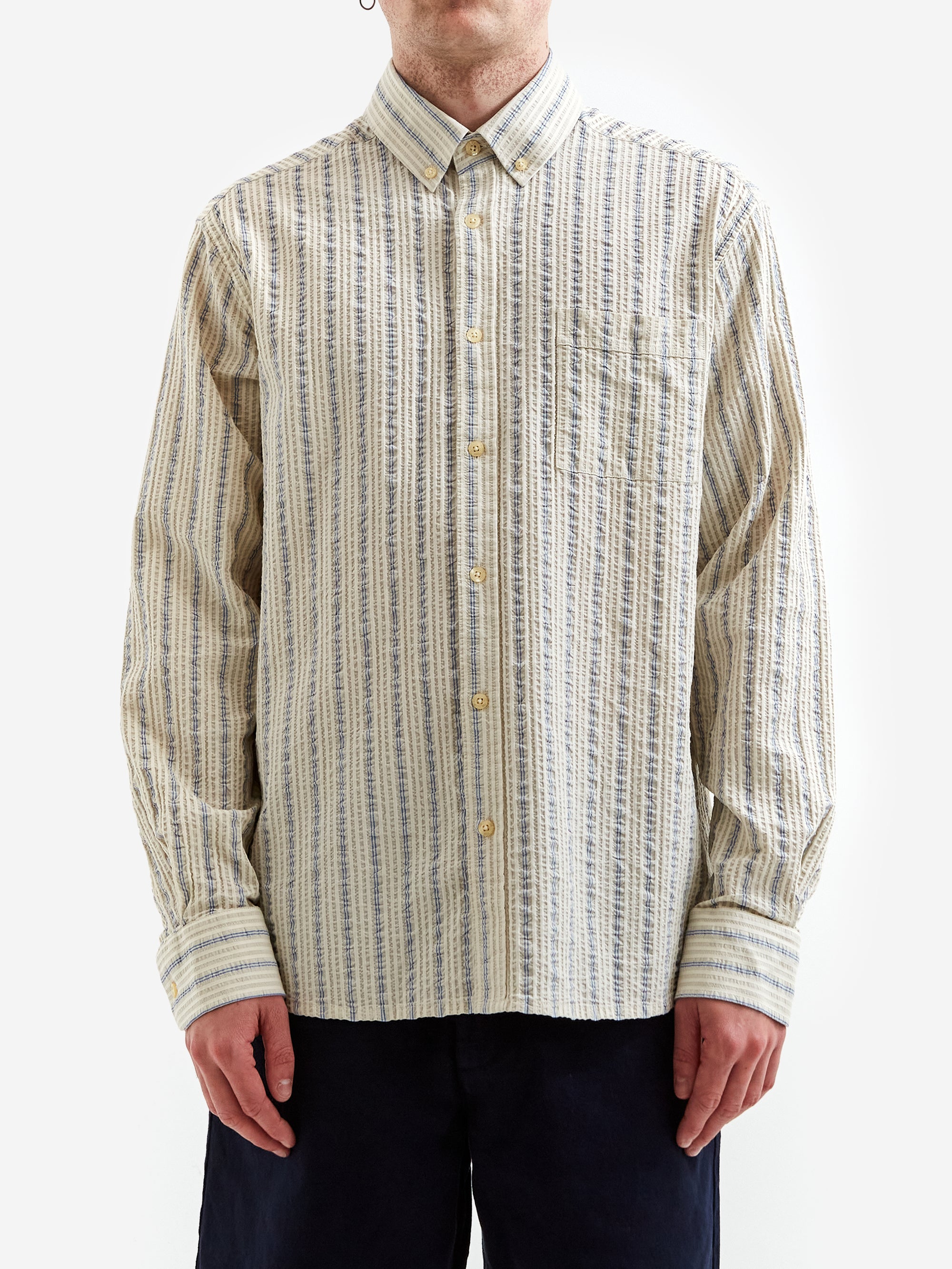 Foret Crest Dove Shirt - Blue Stripe – Goodhood
