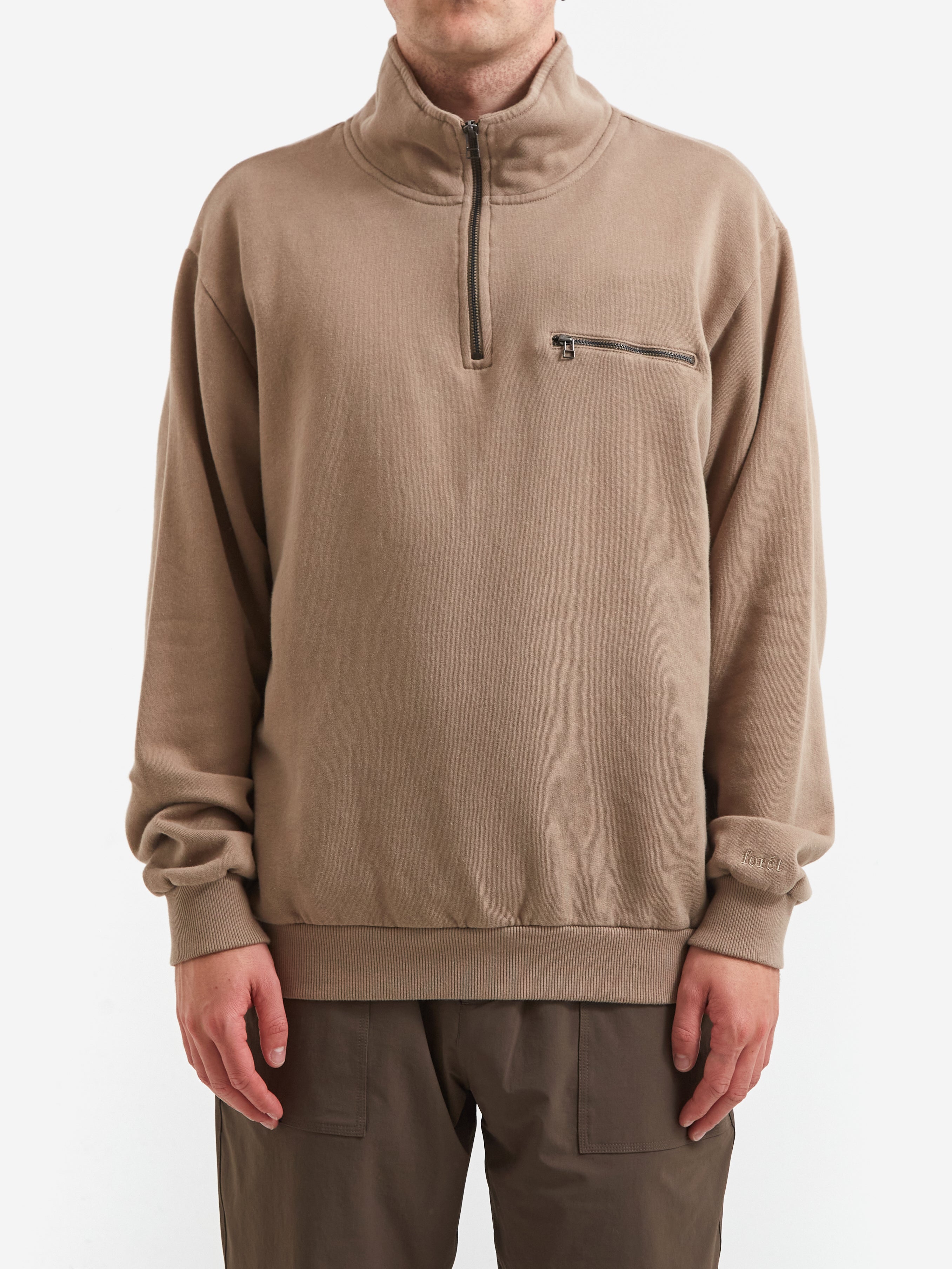 Foret Log Half Zip Sweatshirt - Taupe – Goodhood