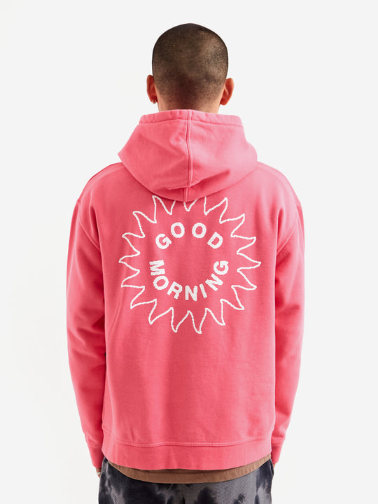 Good Morning Tapes Sun Logo Fleece Pullover Hoodie - Bubblegum – Goodhood