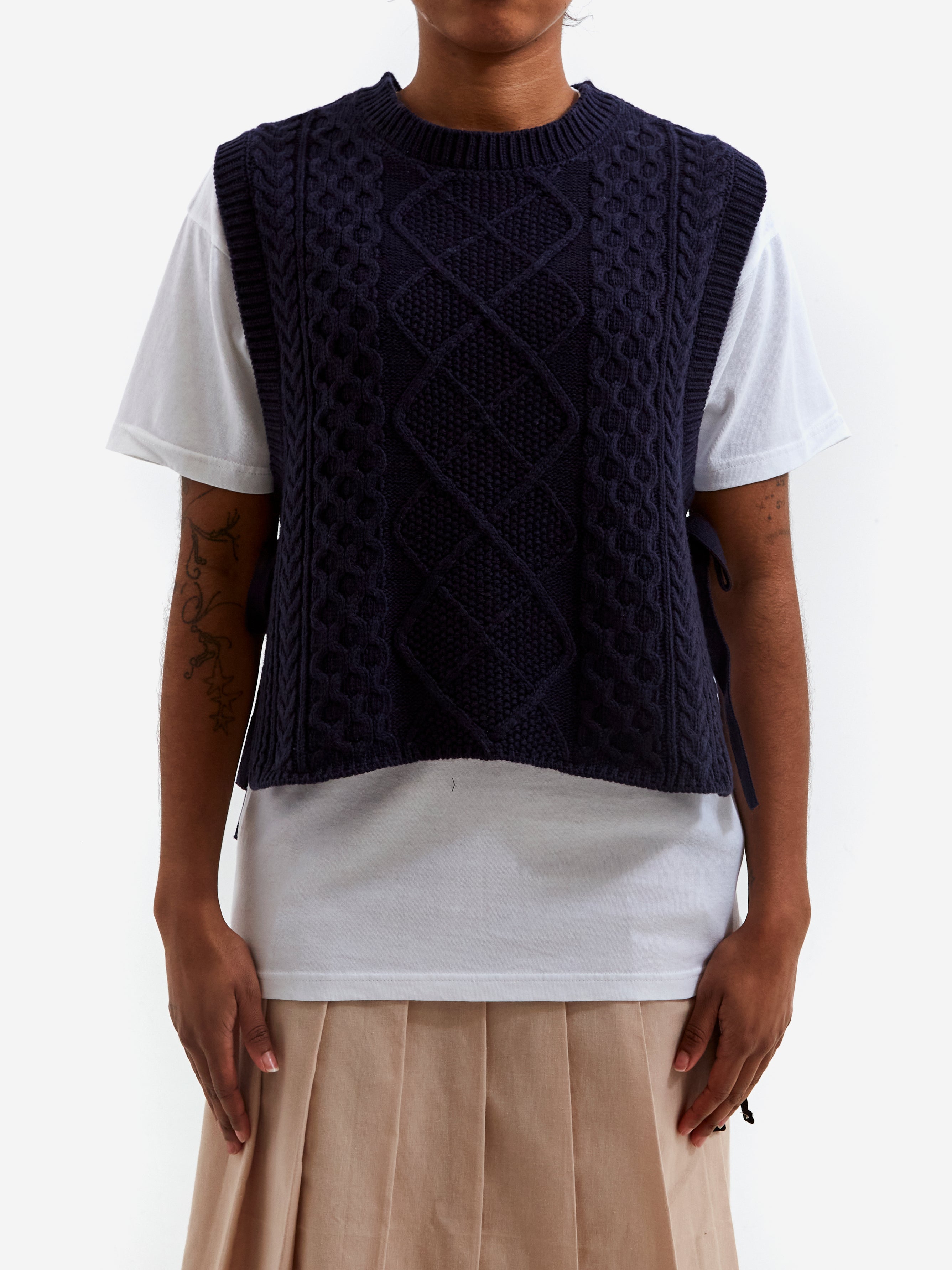 Beams Boy Alan Side Ribbon Vest - Navy – Goodhood