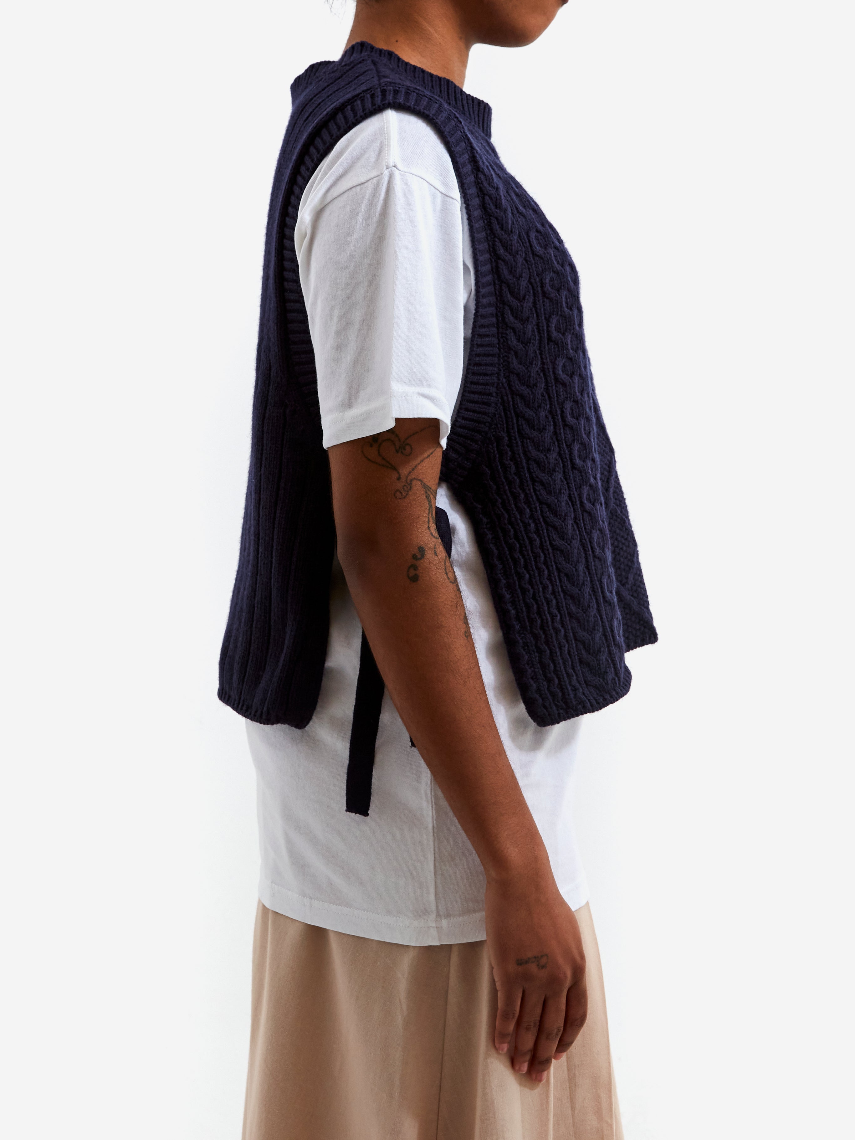 Beams Boy Alan Side Ribbon Vest - Navy – Goodhood