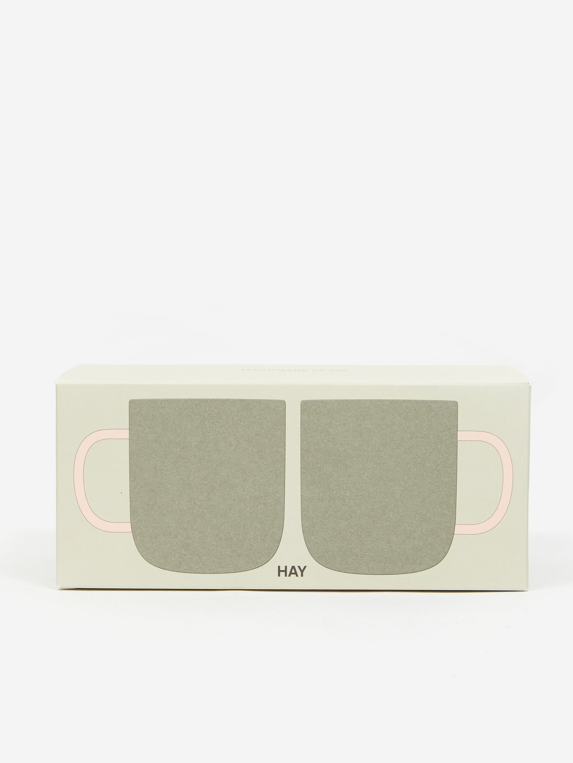 HAY Borosilicate Mug Set of 2 - Light Grey with Pink Handle – Goodhood