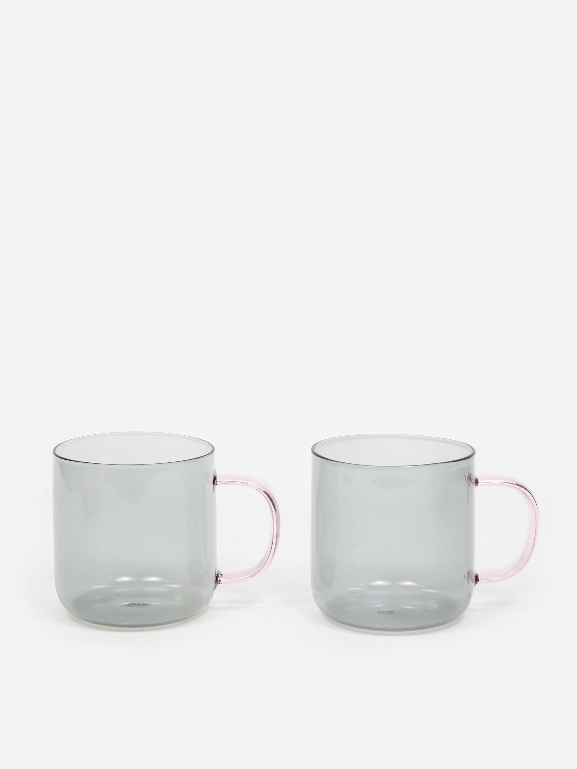 HAY Borosilicate Mug Set of 2 - Light Grey with Pink Handle – Goodhood