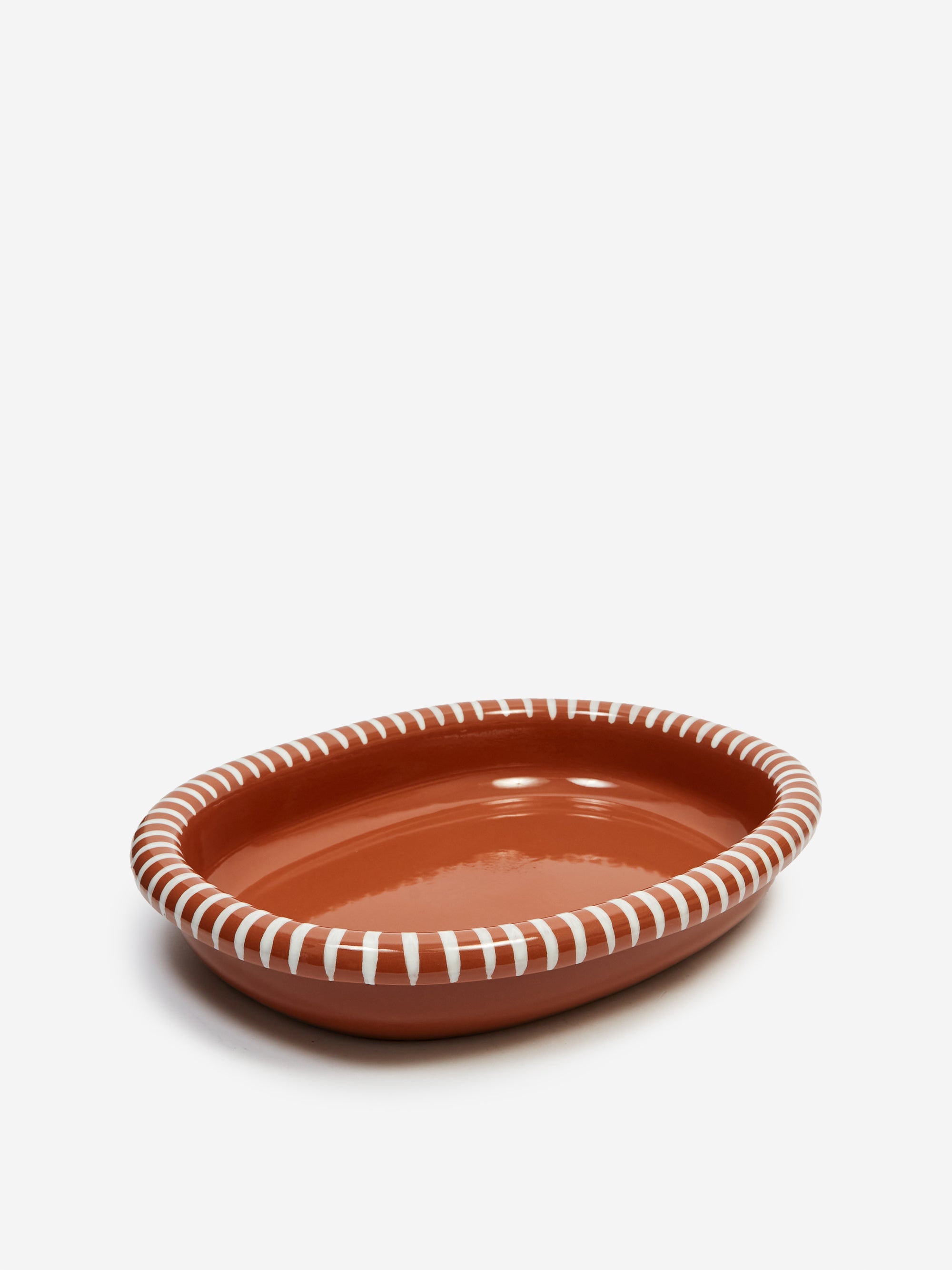 HAY Barro Oval Dish - Large - Natural With Stripes – Goodhood
