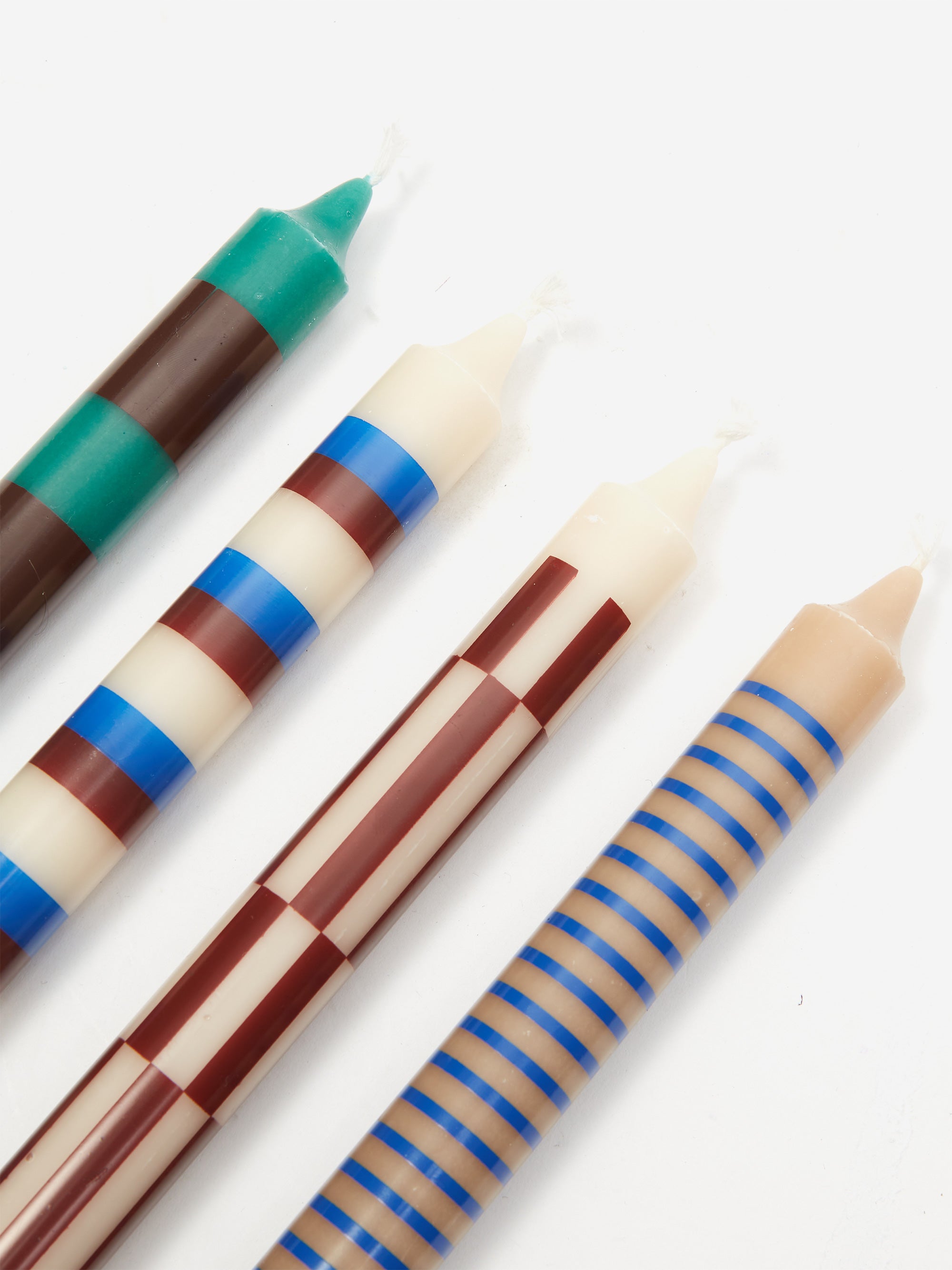 HAY Pattern Candle - Green, Blue and Brown - Set of 4 – Goodhood
