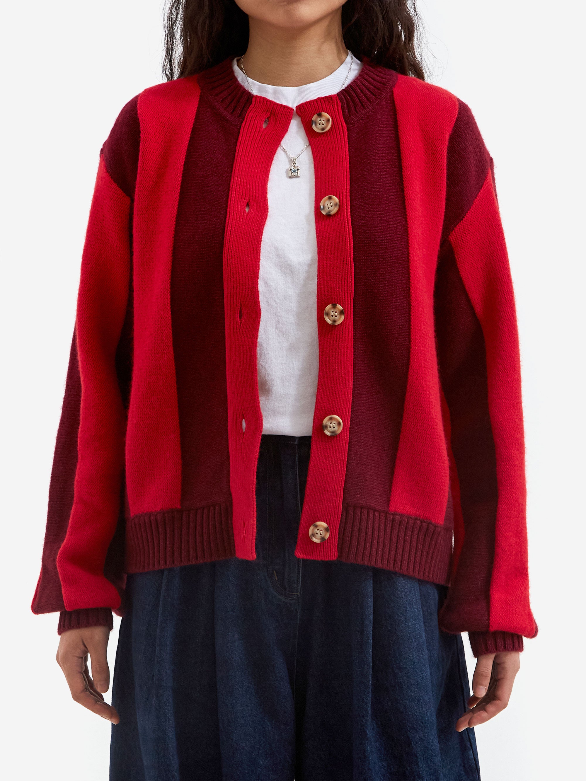 LF Markey Ace Cardigan - Burgundy Stripe – Goodhood